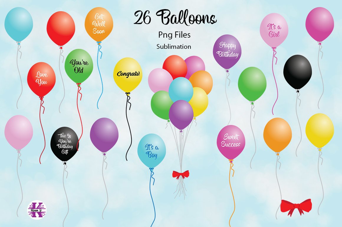 Balloons Bundle PNG's|Sublimation Balloons (224676) | Elements | Design ...