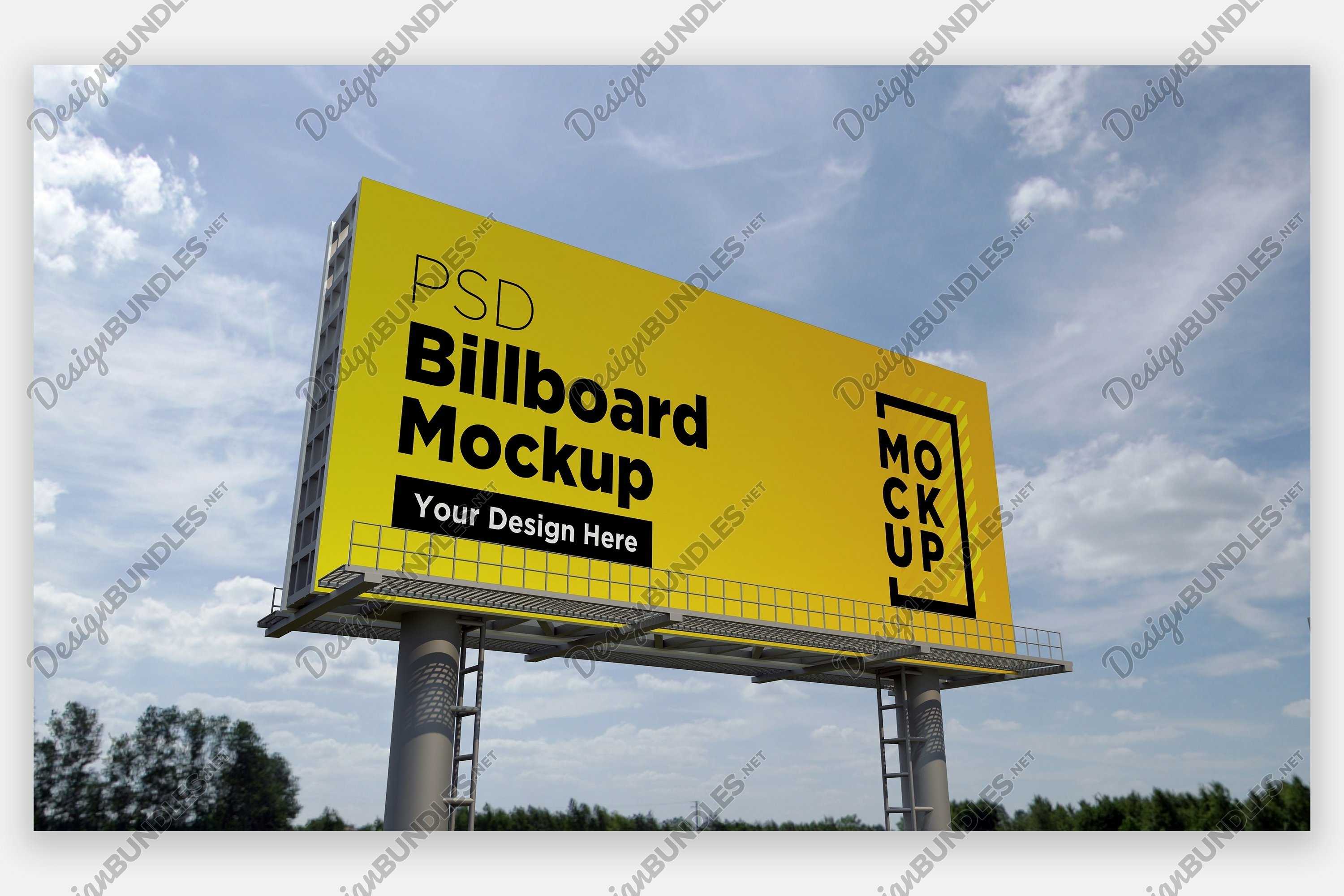 Billboard Sign Mockup Side View (1326357) | Signage | Design Bundles