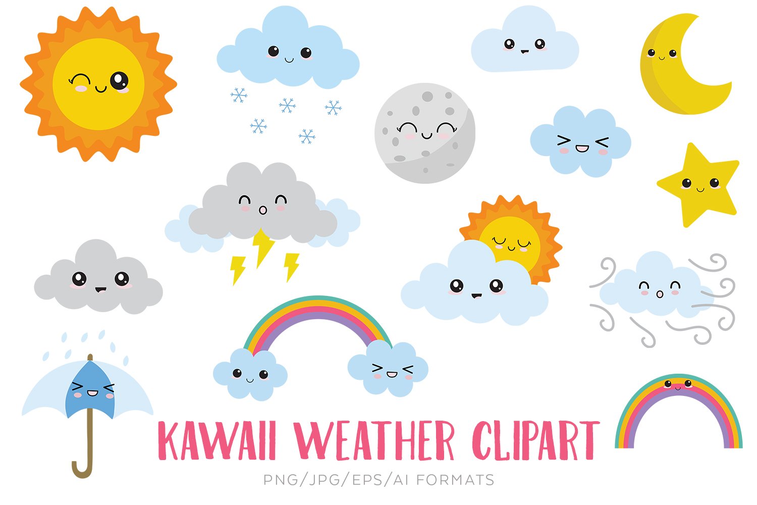 Kawaii Weather Vector Clipart