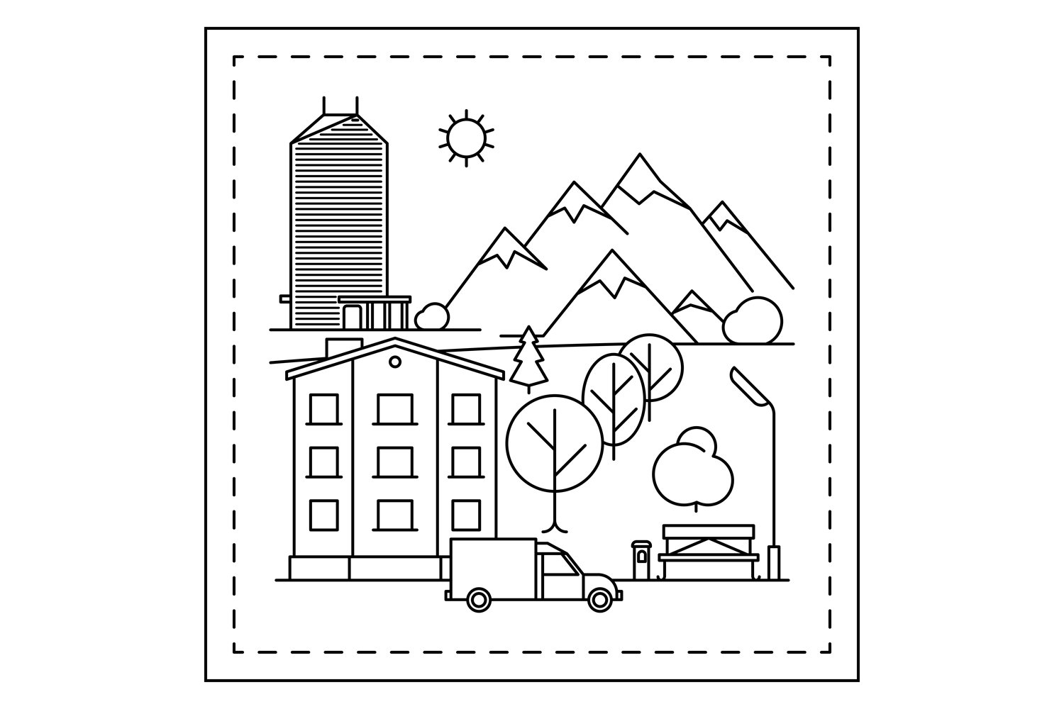 City landscape coloring page for kids (832782) | Illustrations | Design ...
