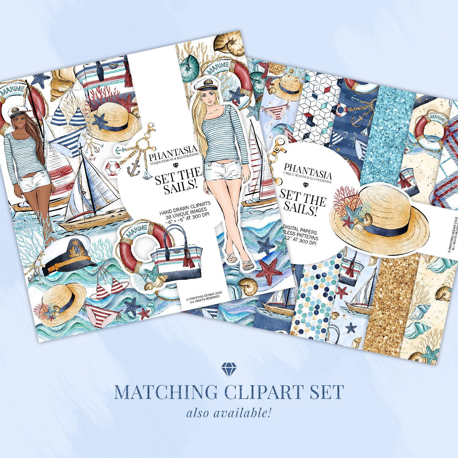 Nautical Digital Paper (272713) | Patterns | Design Bundles