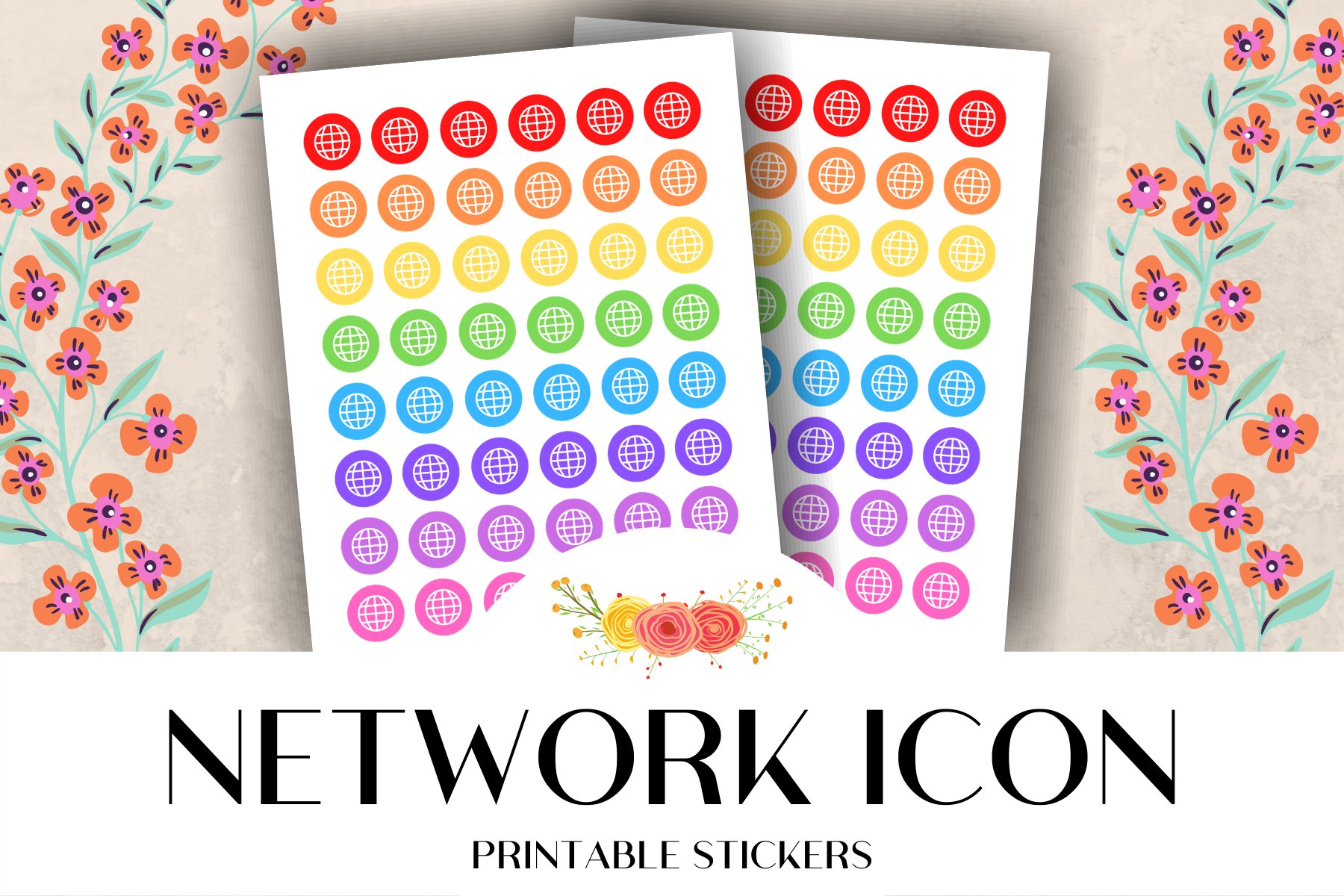 Network Icon Printable Stickers (672380) | Stickers | Design Bundles