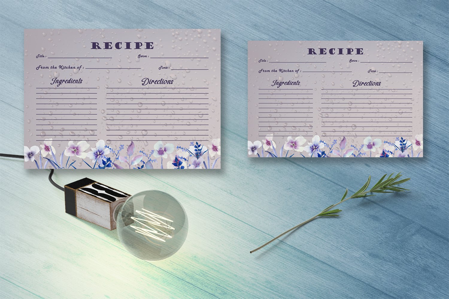 Dark Floral Recipe Card Template V26 (847645) | Instagram | Design Bundles