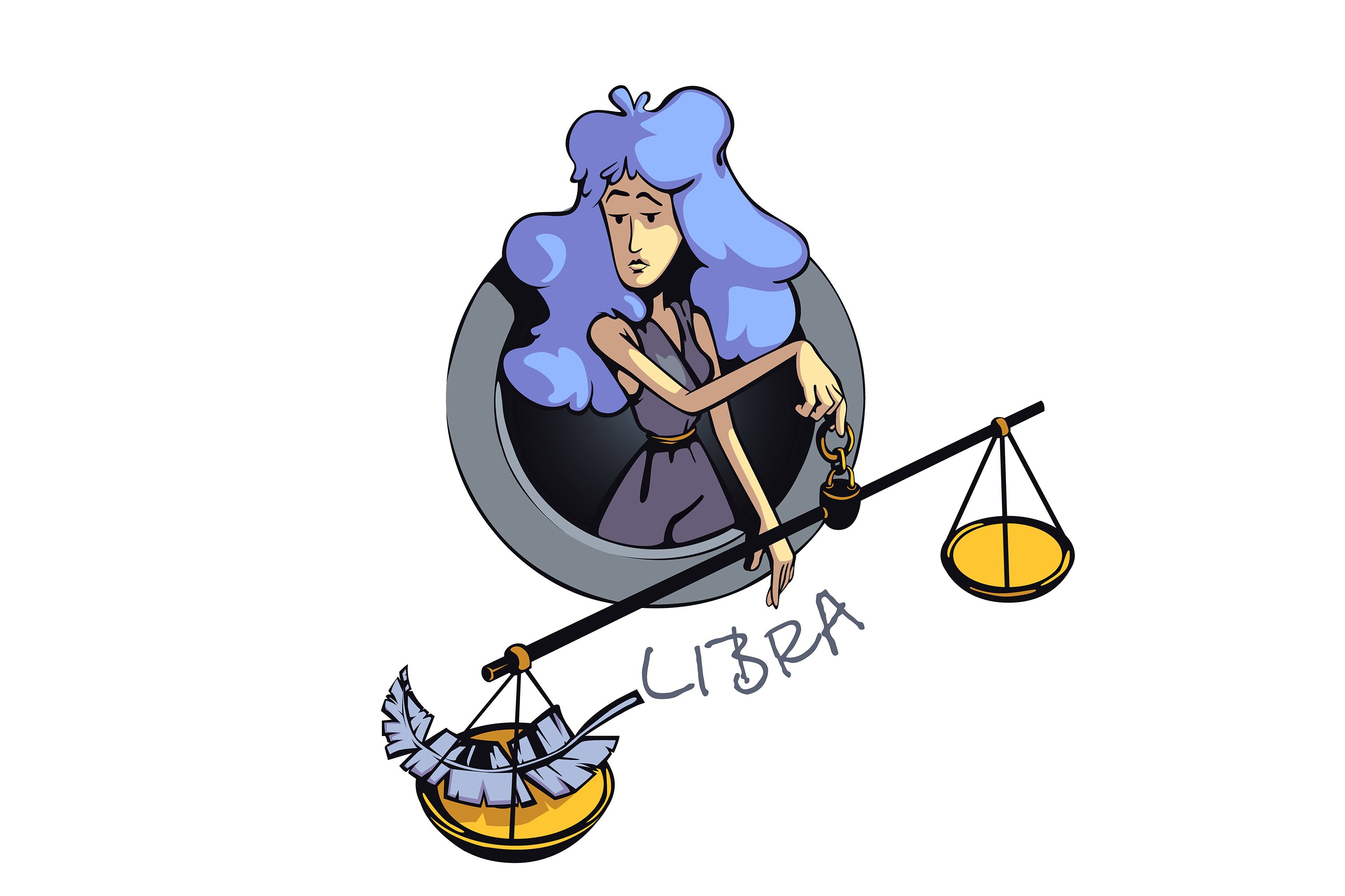 Libra zodiac sign woman flat cartoon vector illustration (1278206 ...