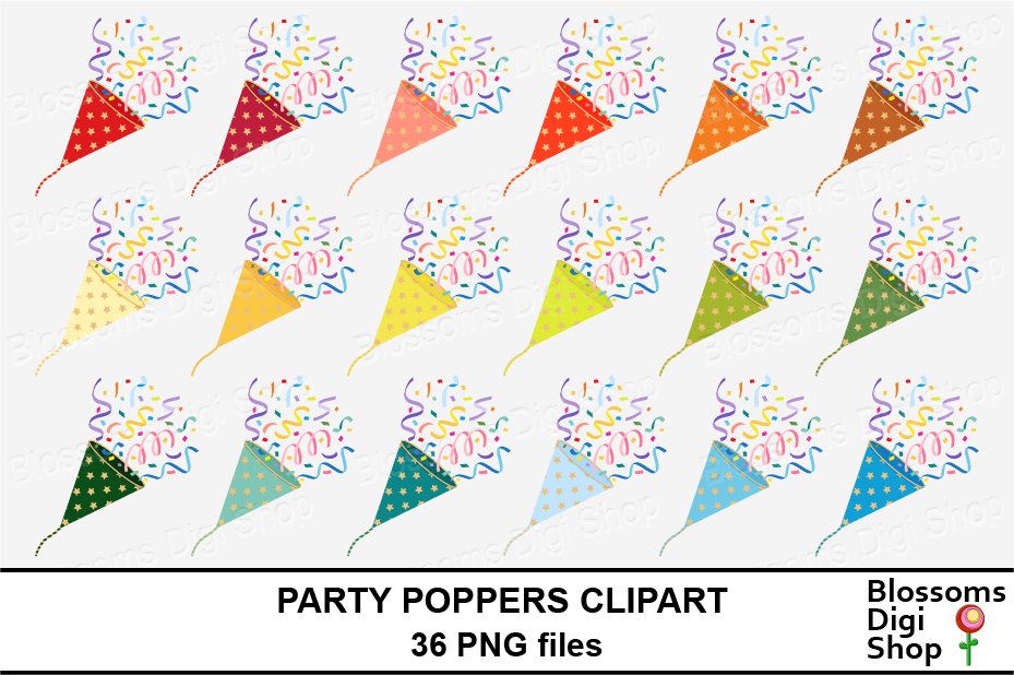 Party Poppers Clipart (848316) | Stickers | Design Bundles
