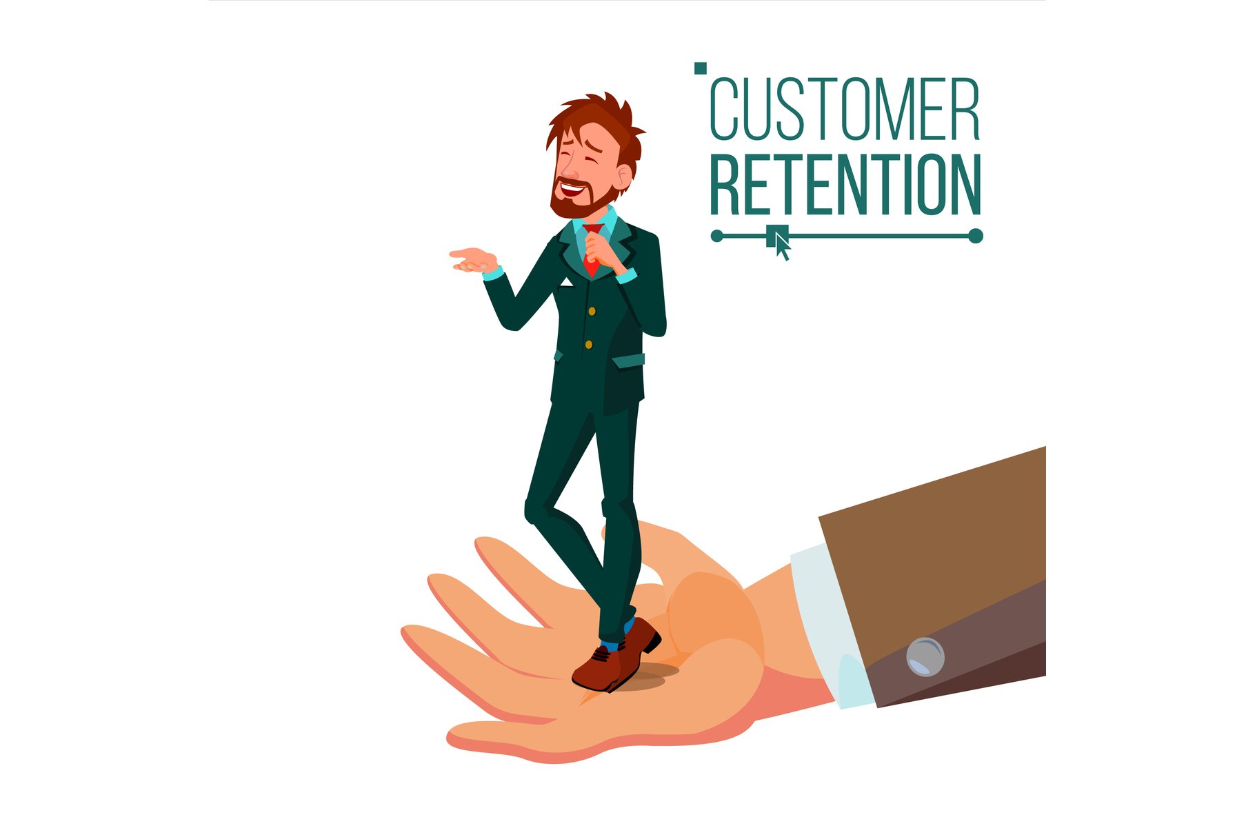 Customer Retention Vector. Businessman Hand With Man Client. (692948 ...