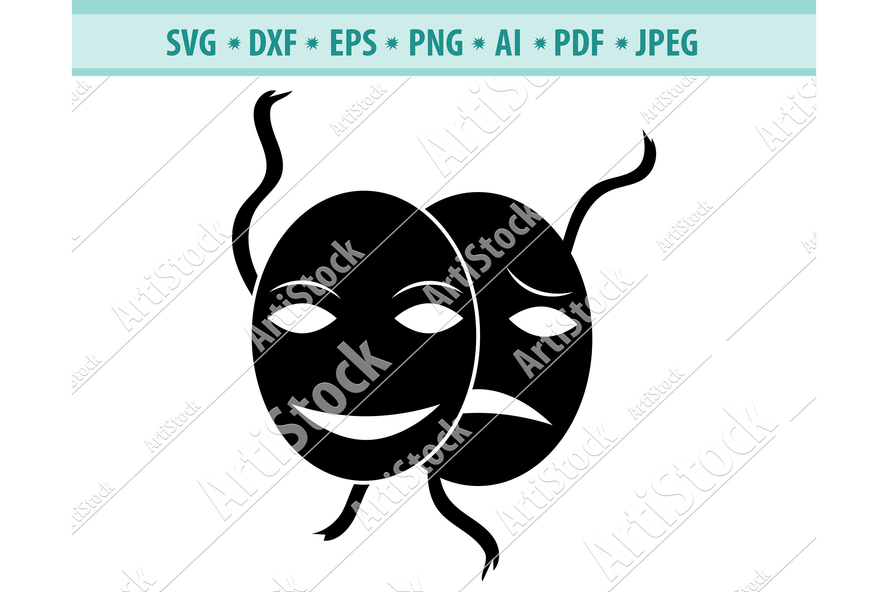 Comedy Tragedy svg, Theatrical mask Png, Theater Dxf, Eps (454688 ...
