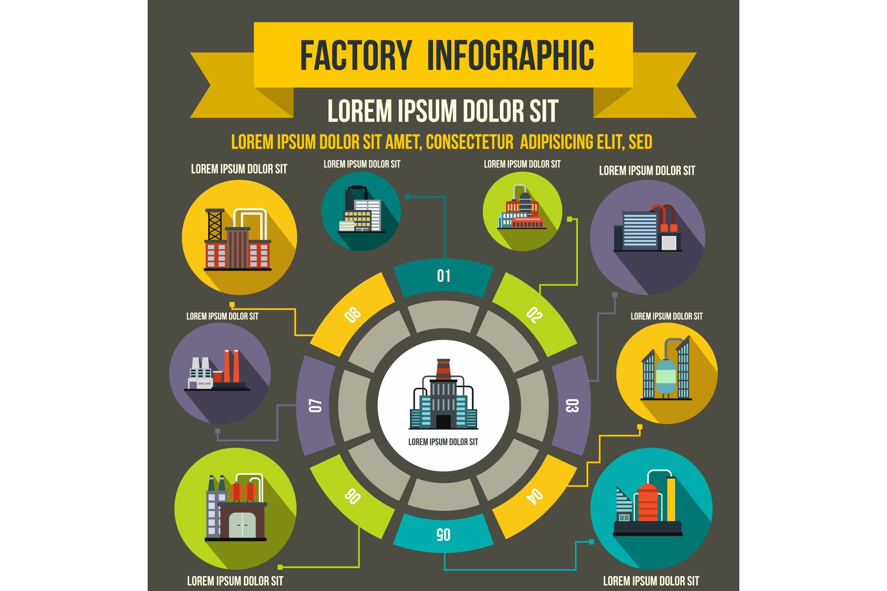 Factory infographic elements, flat style (553206) | Illustrations ...