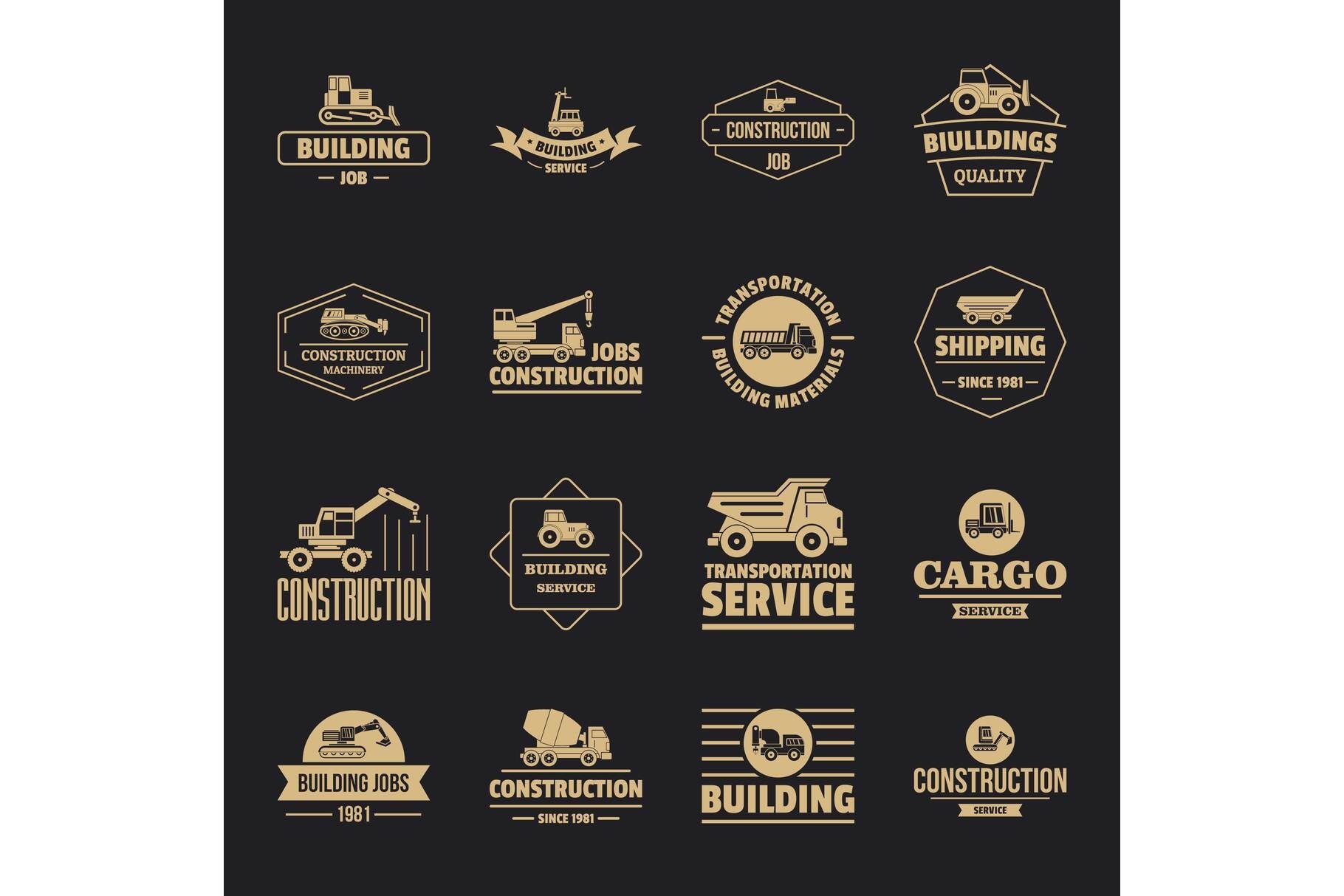 Building vehicles logo icons set, simple style (498047) | Icons ...