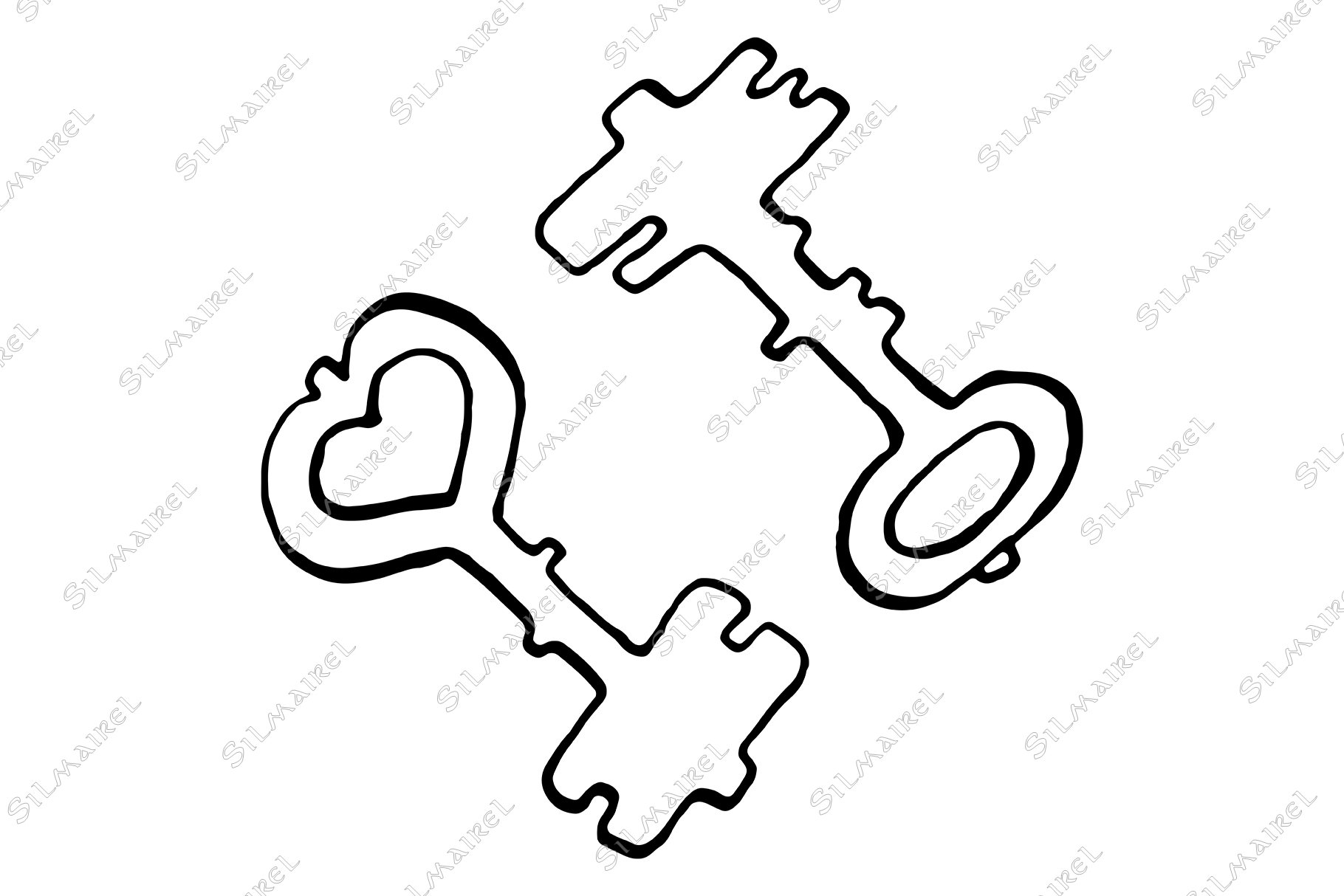 Abstract monochrome key doodle ink line art set vector (917025 ...