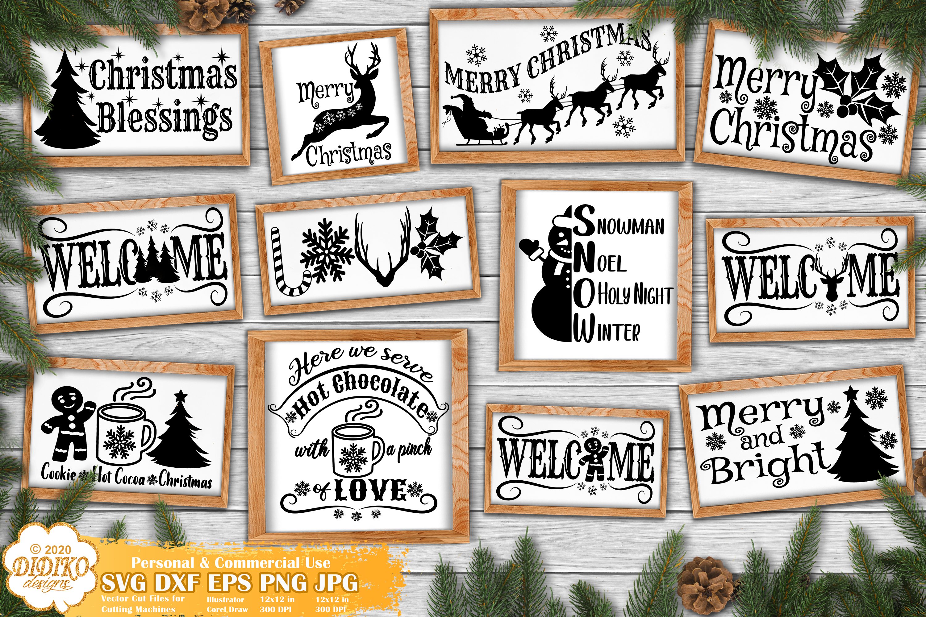 Christmas SVG Bundle | Farmhouse Christmas Signs Bundle (1091342) | Cut ...
