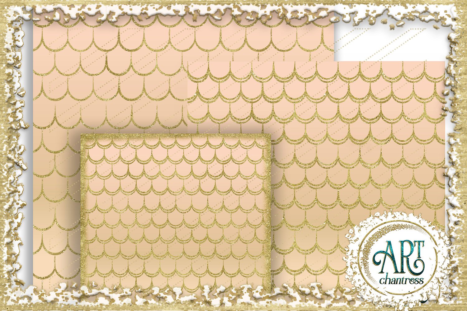18 Digital Papers - Coffee brown and Cream with Gold Glitter - Mermaid ...