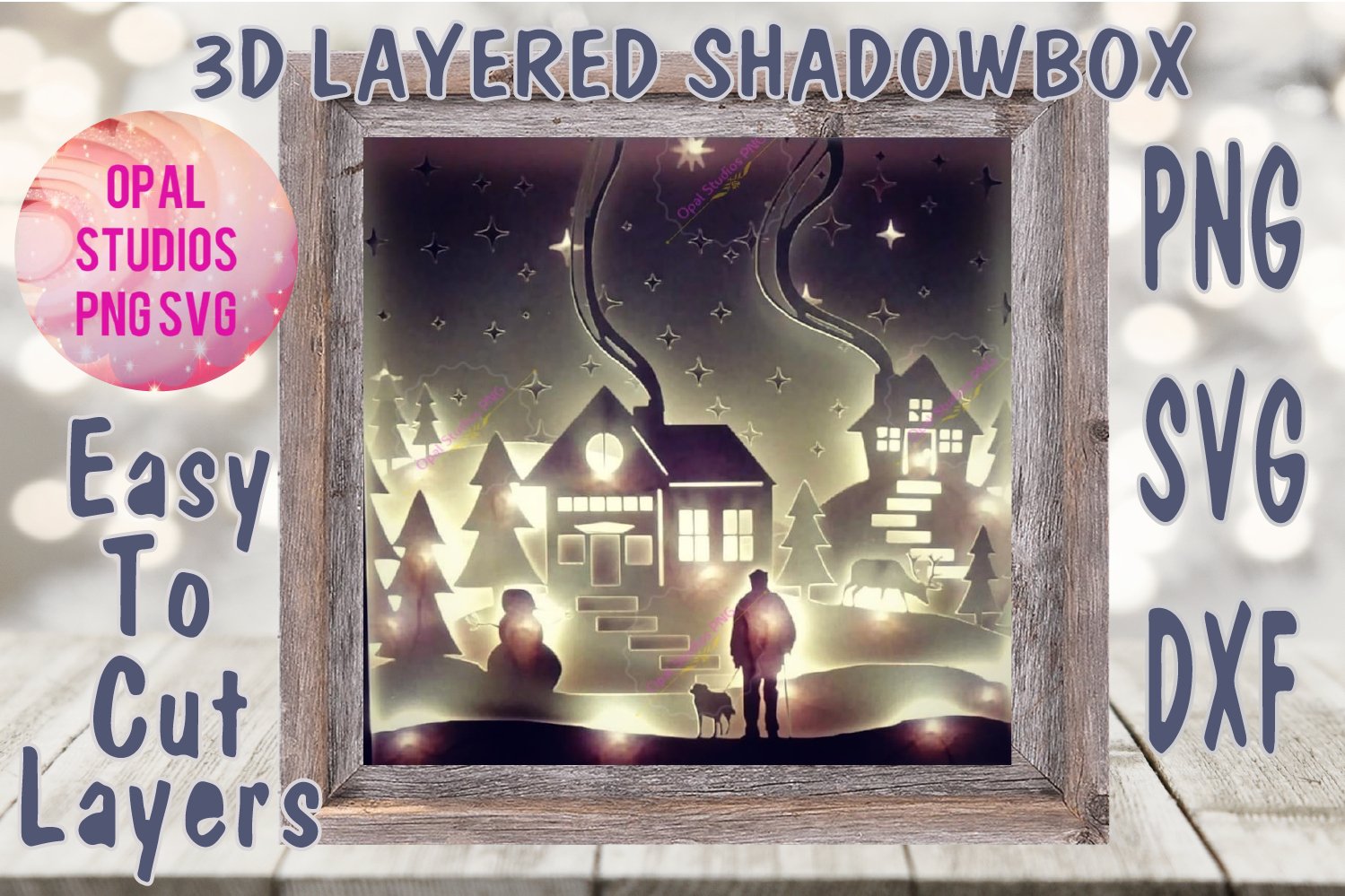 Christmas village winter 3d layered shadow box light box (1250036 ...