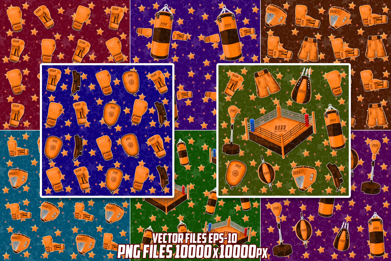 Seamless pattern on the boxing theme. (176715) | Patterns | Design Bundles