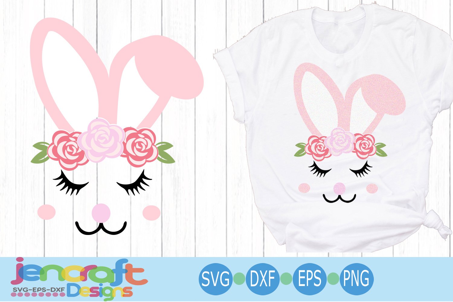 Floral Girl Easter Bunny Face Eyelashes svg, eps, dxf (223969) | SVGs ...