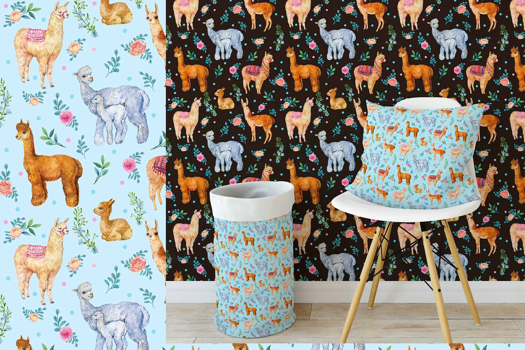 Alpacas and llamas .Seamless pattern (305987) | Patterns | Design Bundles