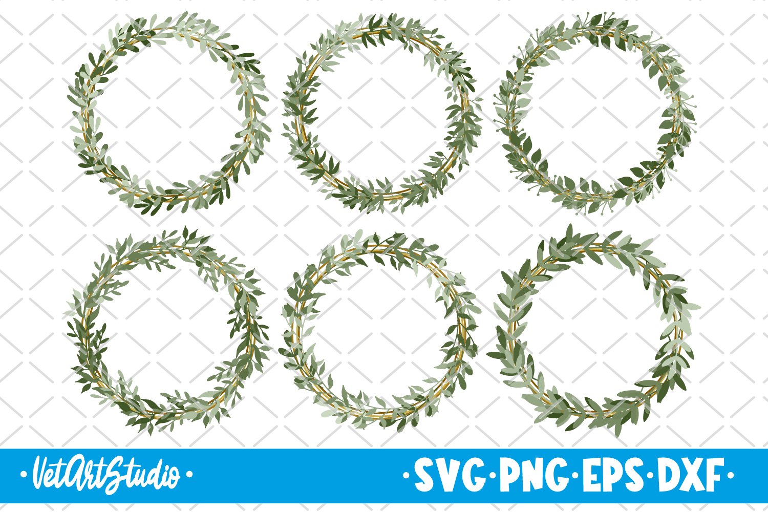 6 Spring wreaths svg, Green leaf wreaths (557022) | Illustrations ...