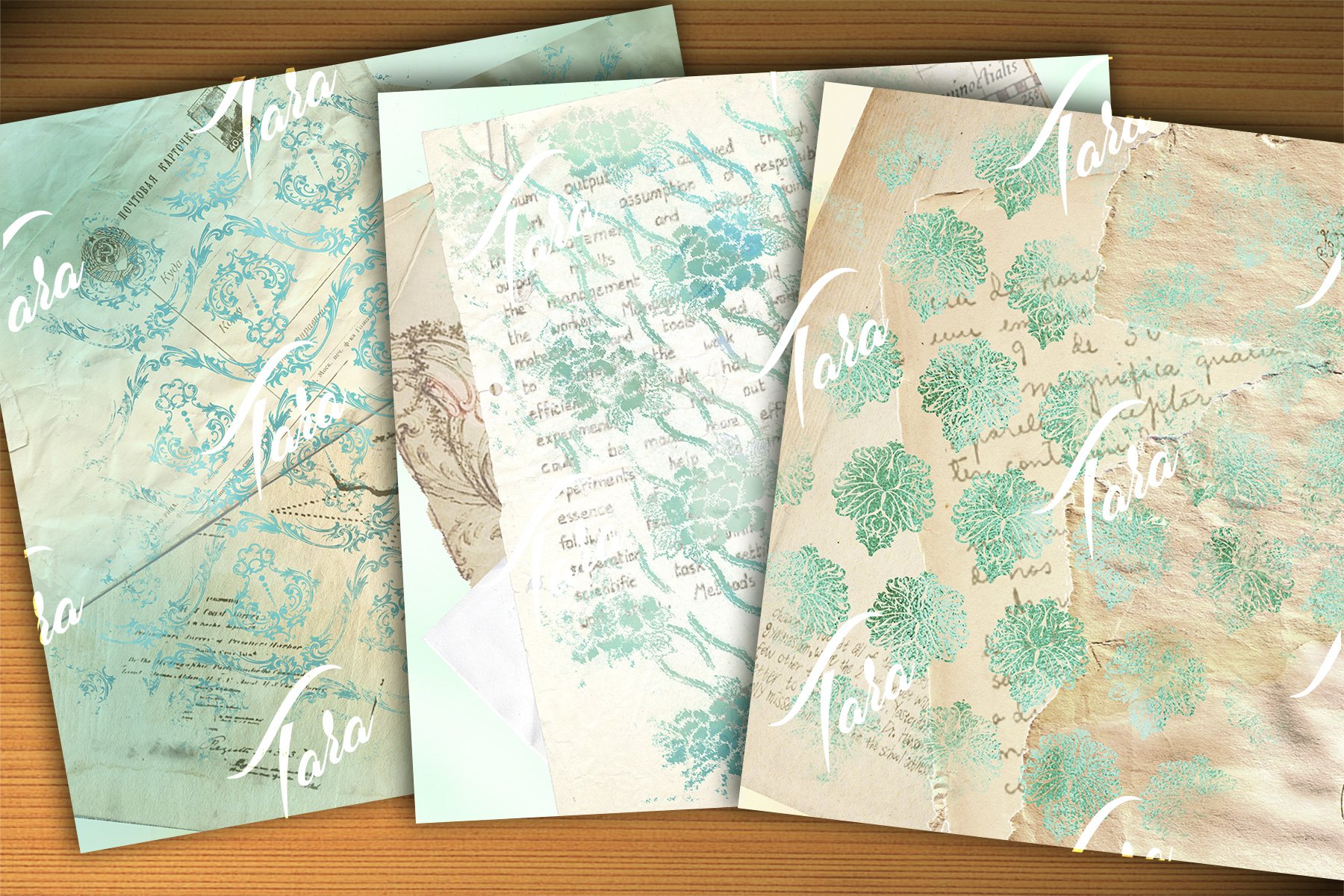 Turquoise Ephemera (432450) | Textures | Design Bundles