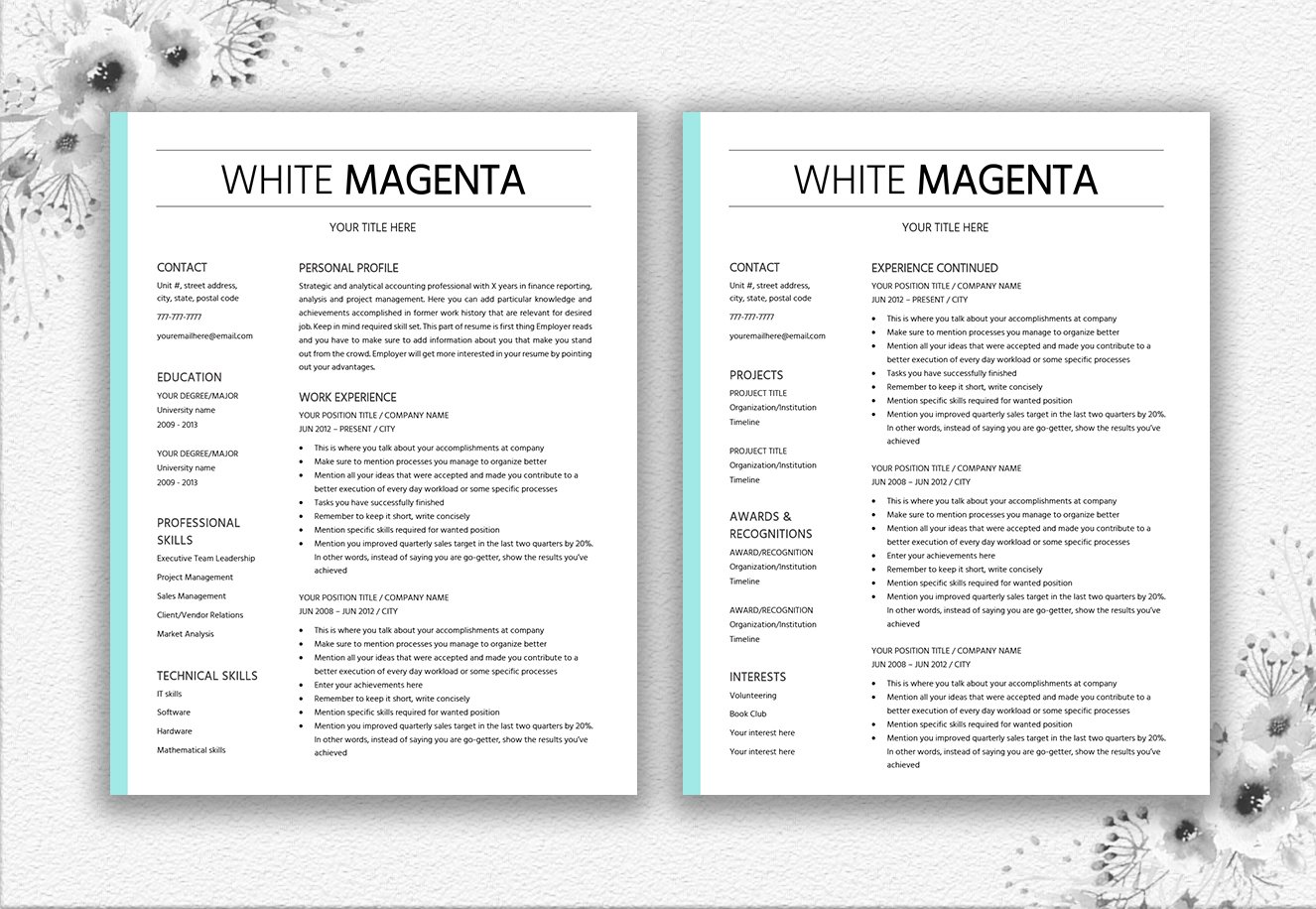 Simple Resume Template Design (43660) | Resume Templates | Design Bundles