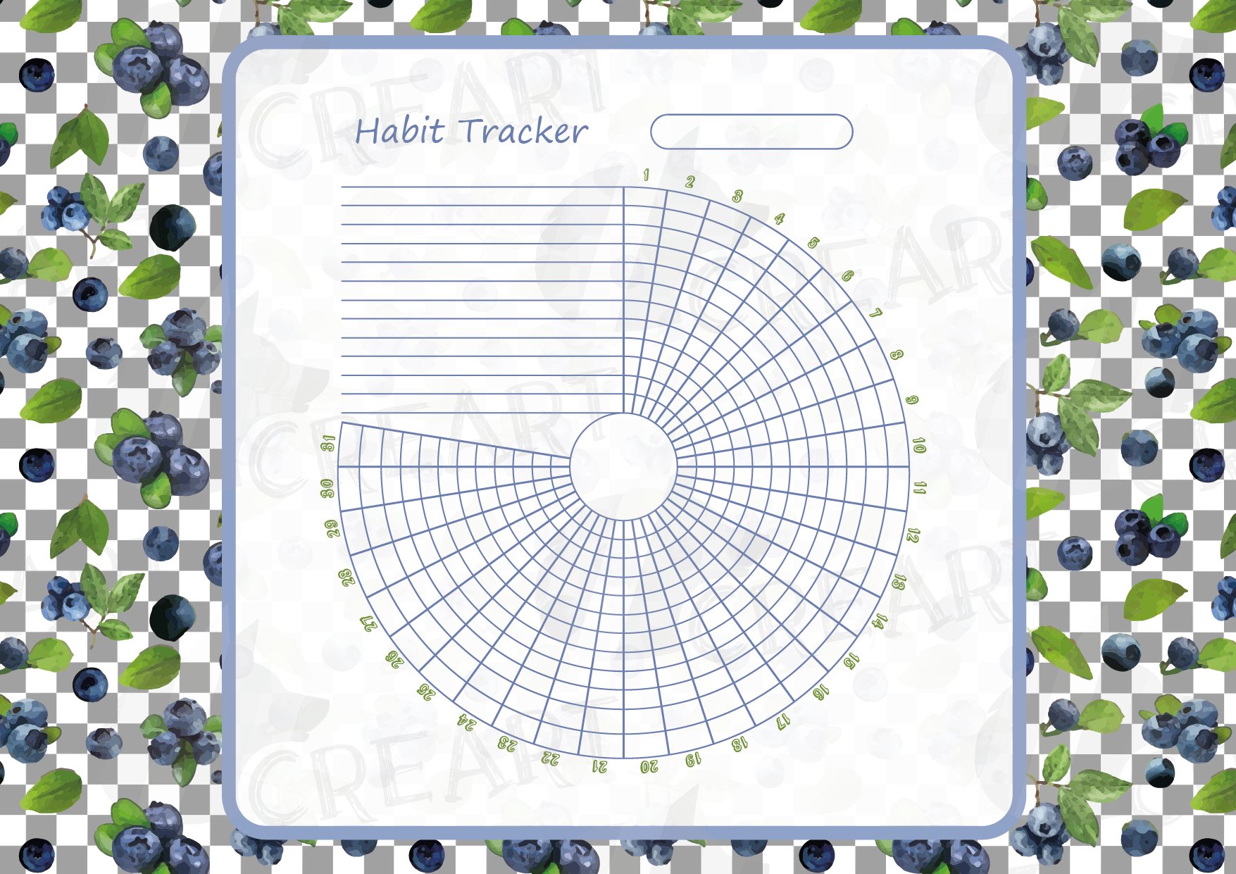Printable daily, weekly and monthly trackers, blueberries (718696 ...