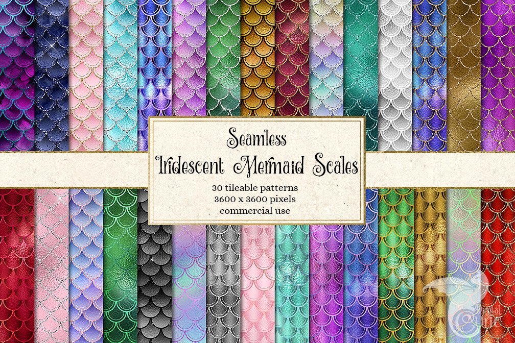 Iridescent Mermaid Scale Patterns (81790) | Patterns | Design Bundles
