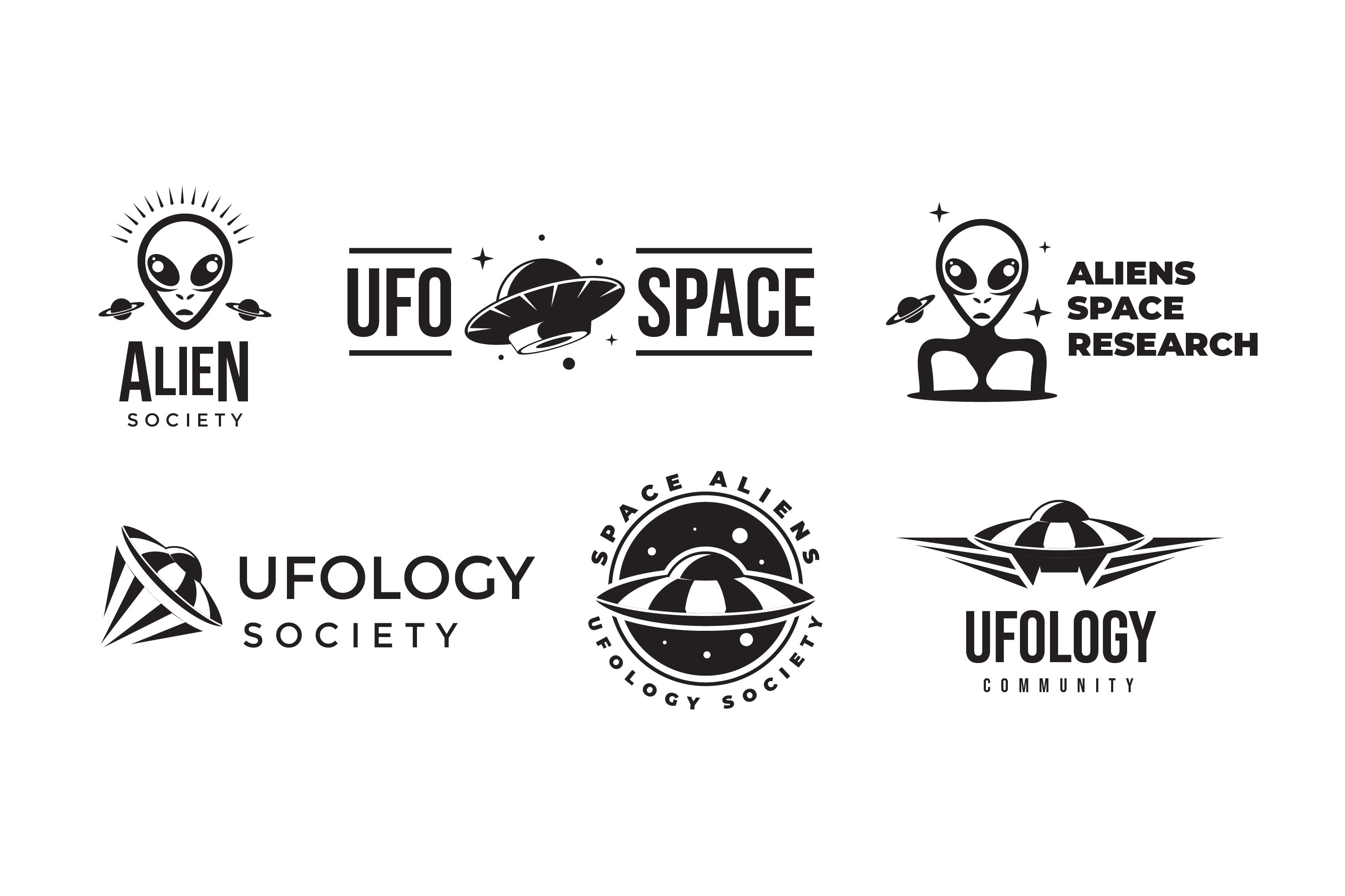 Ufo Flying Logo Set