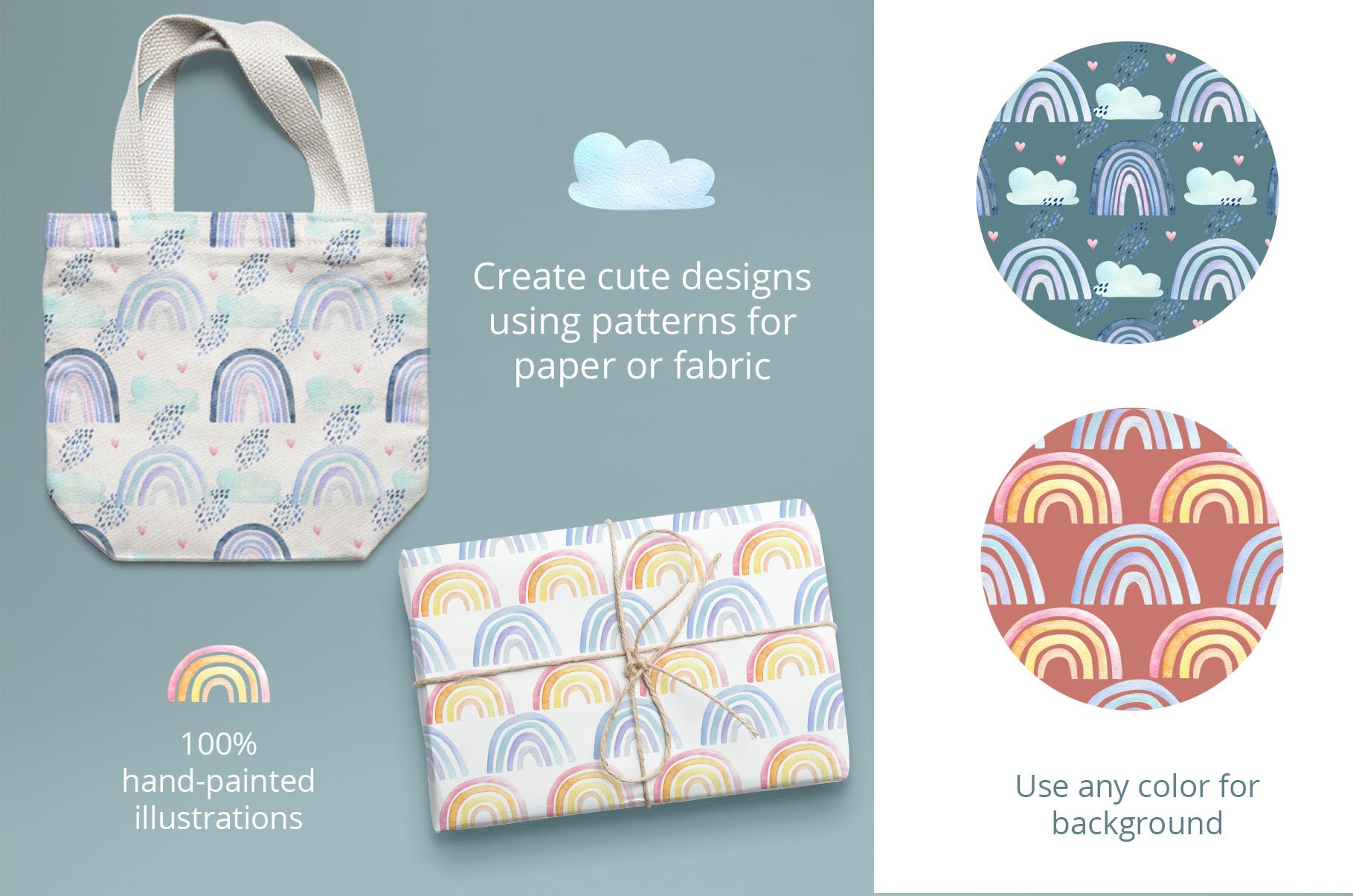 Watercolor Seamless Rainbow Patterns (916395) | Patterns | Design Bundles