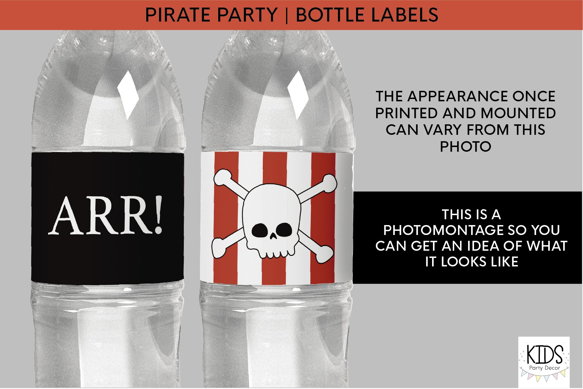 Printable Pirate Water Bottle Labels