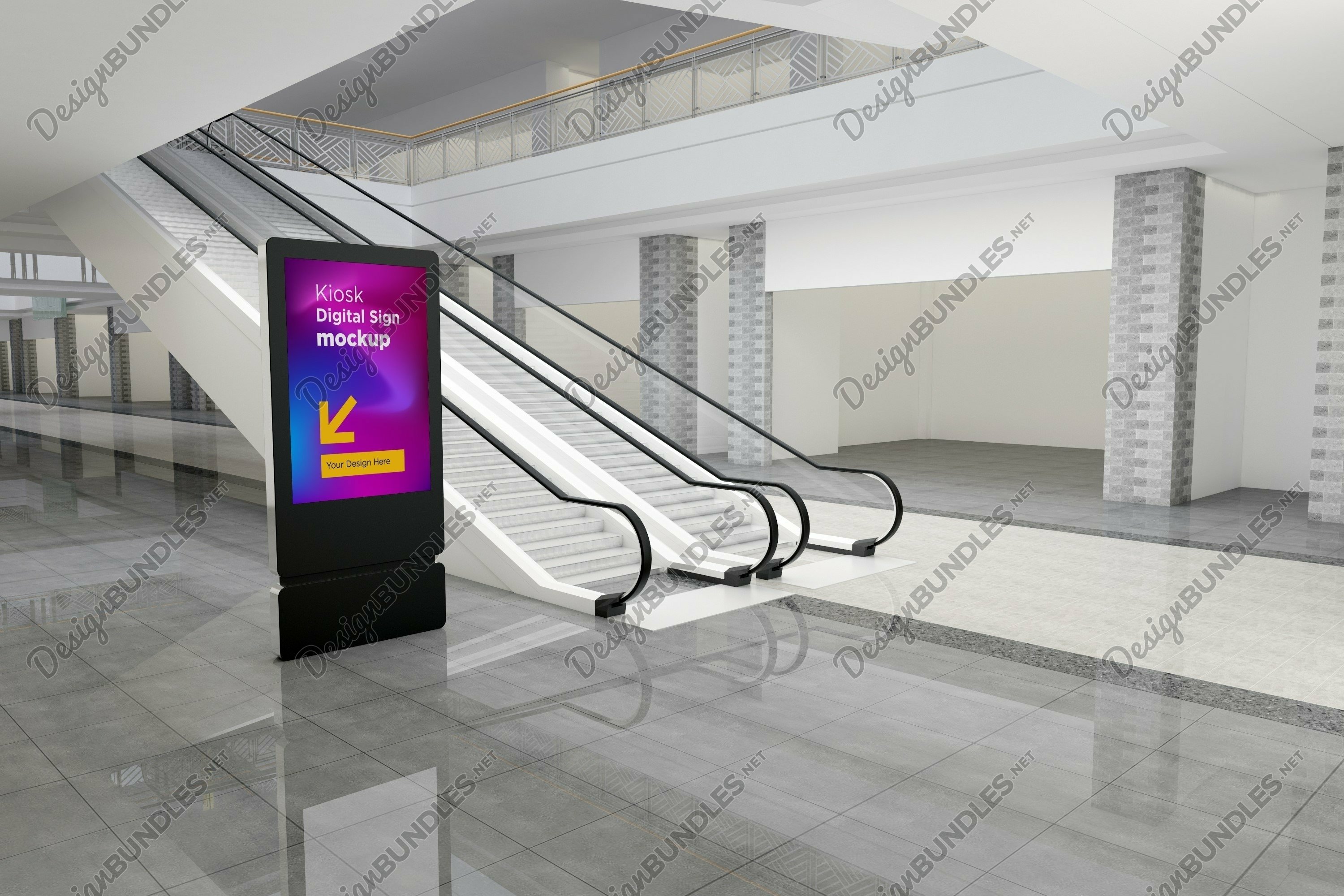 Kiosk Digital Sign Mockup (1459626) | Signage | Design Bundles