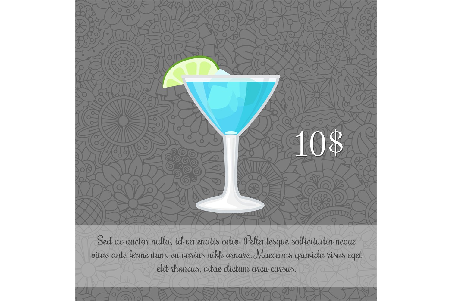 Alcoholic blue cocktail card template (860793) | Illustrations | Design ...