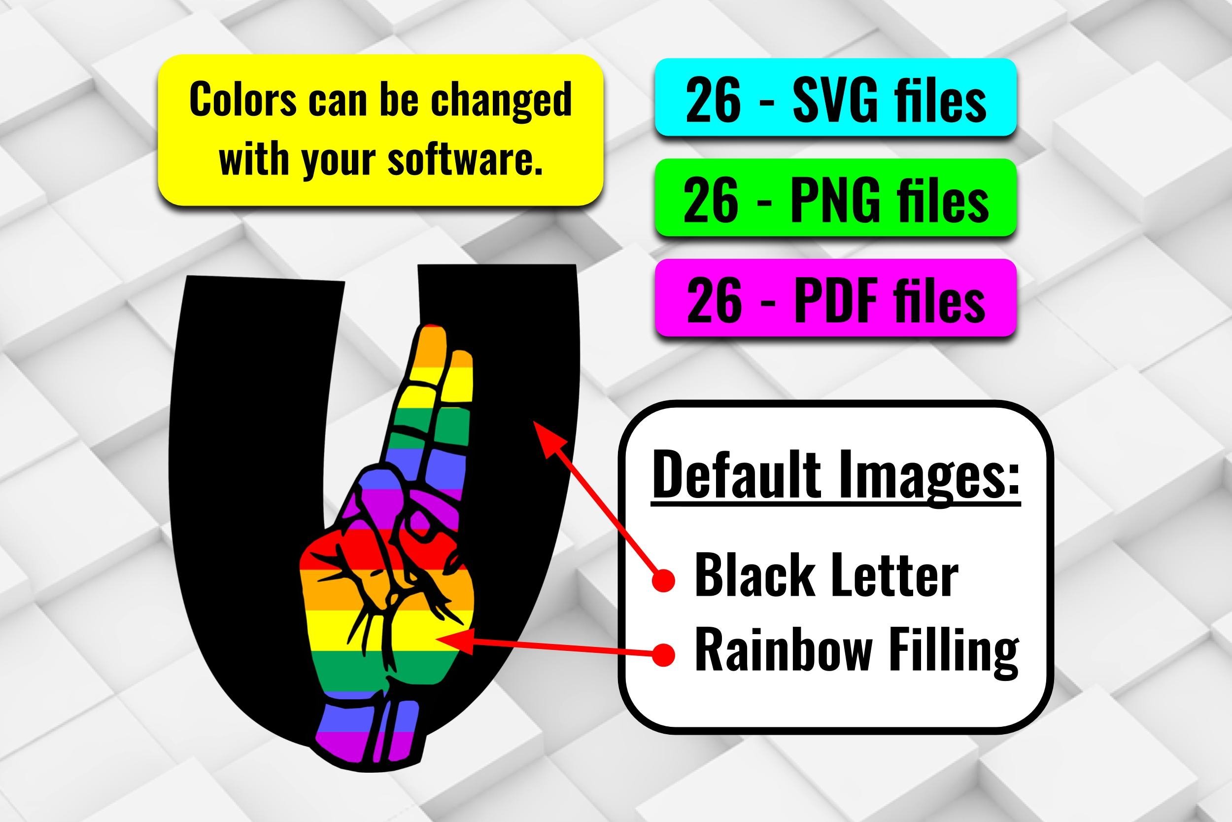ASL ABCs Rainbow OnText American Sign Language SVG Cut Files (1045236 ...