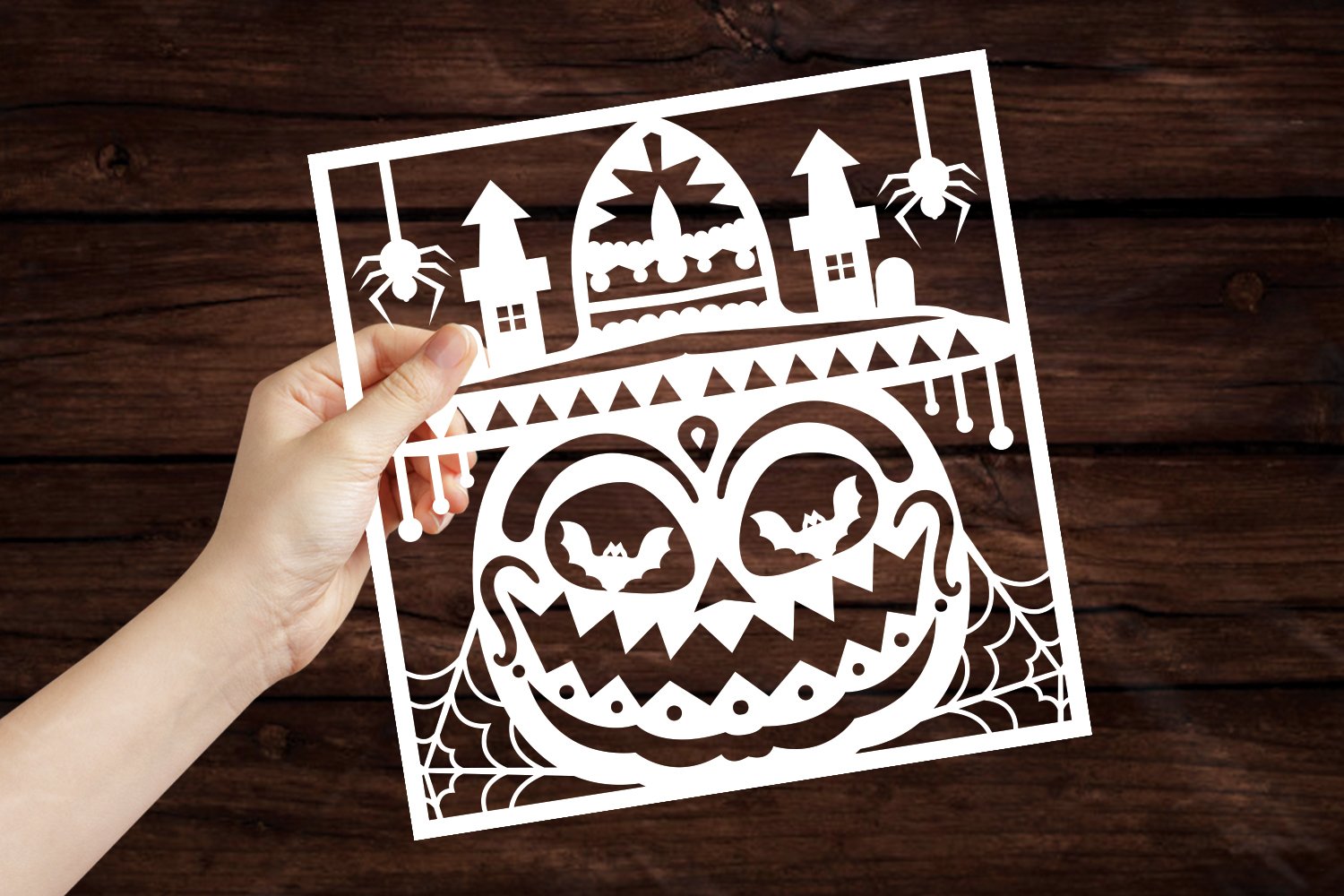 Decorative Papercut Halloween Pumpkin Scene, Paper Craft Art