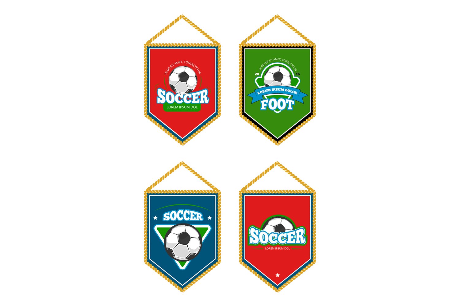 Soccer club pennants set with logo templates isolated (821071) | Logos ...
