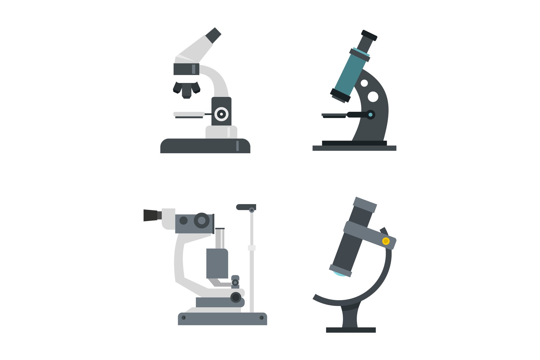 Microscope icon set, flat style (417668) | Icons | Design Bundles