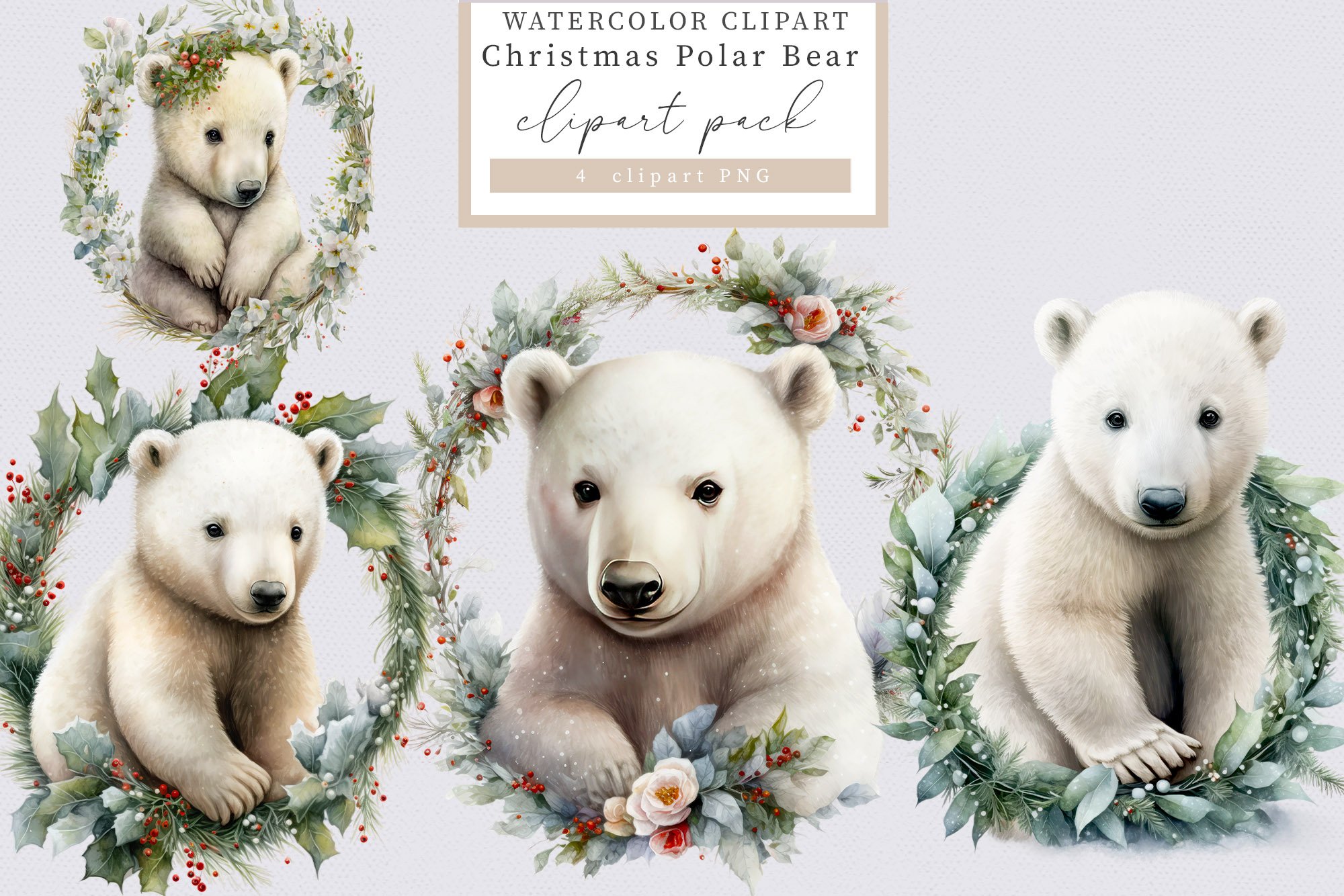 Christmas Polar Bear Clip Art