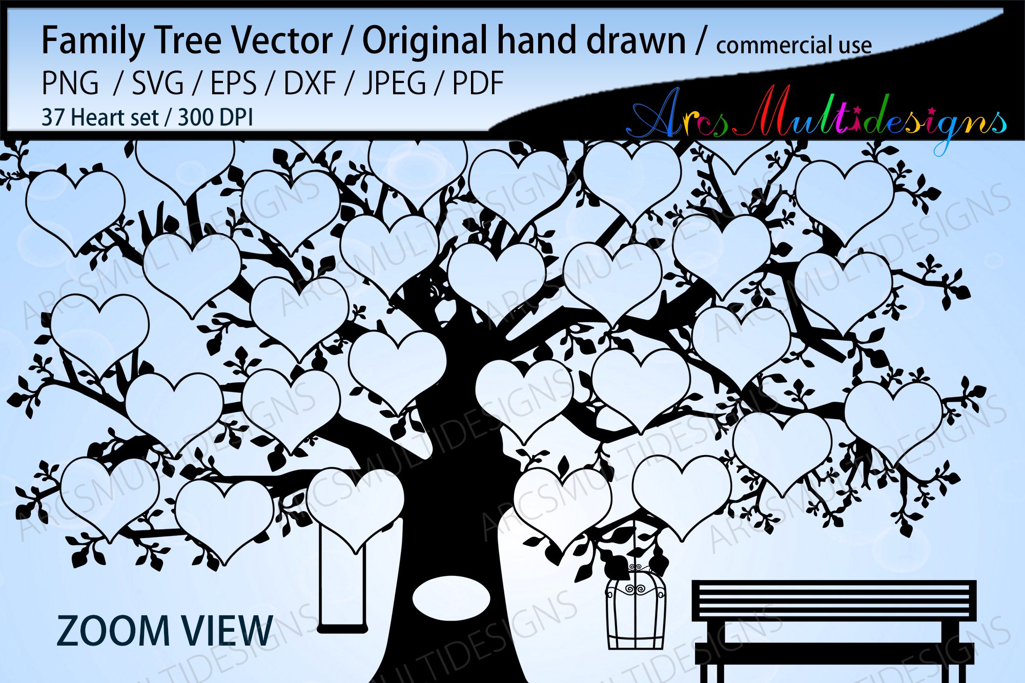 37 heart Family tree template (1110347) | Illustrations | Design Bundles