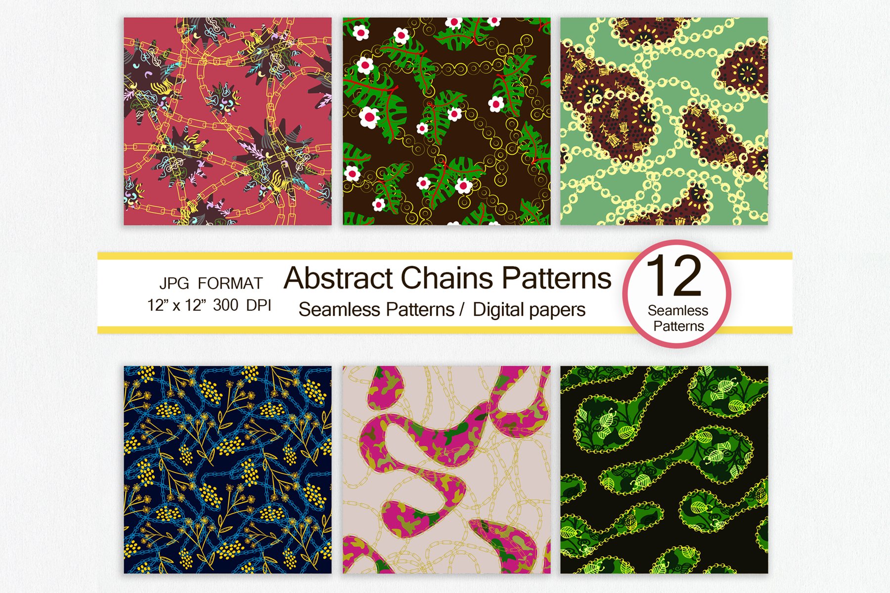 Abstract Chains patterns designs from digital papers (1087152) | Patterns | Design Bundles