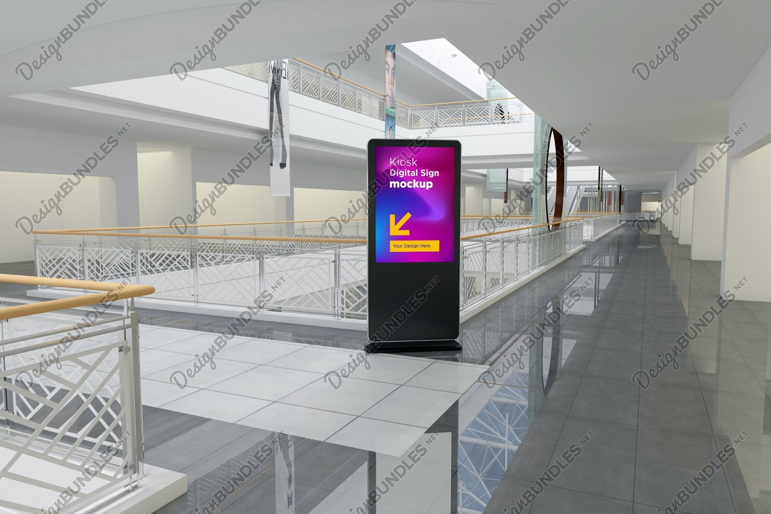 Kiosk Digital Sign Mockup (1459642) | Signage | Design Bundles