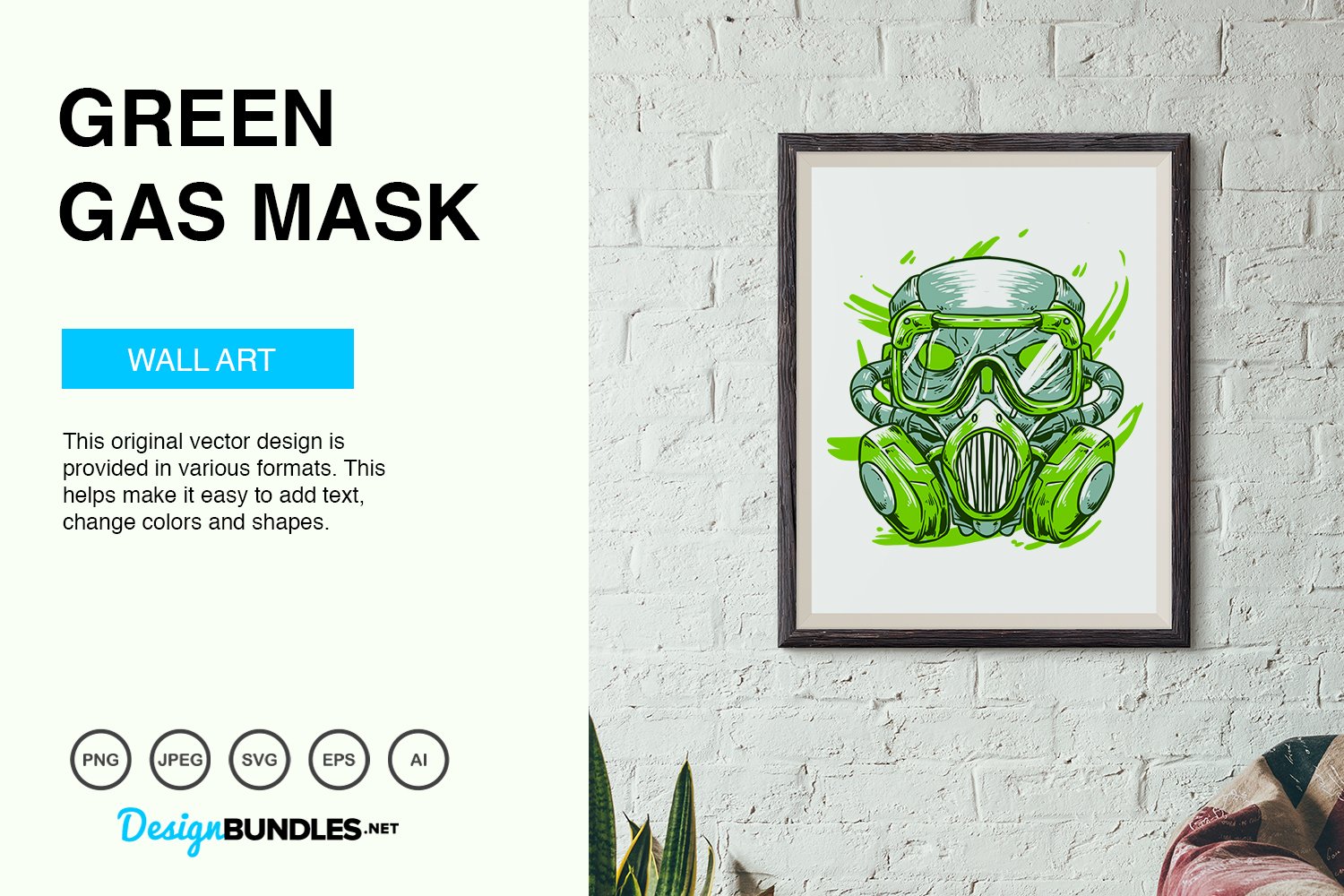 Green Gas Mask Vector Illustration