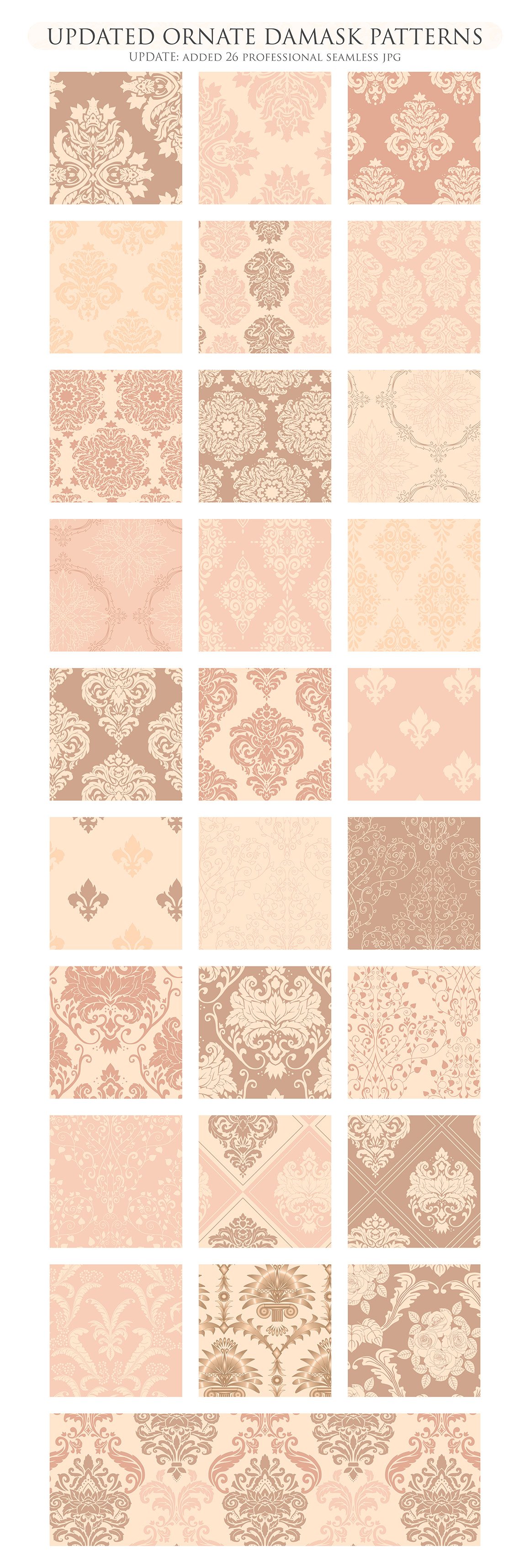 28 Nude Damask Patterns - Wedding Seamless Digital Papers Bundle (42878 ...