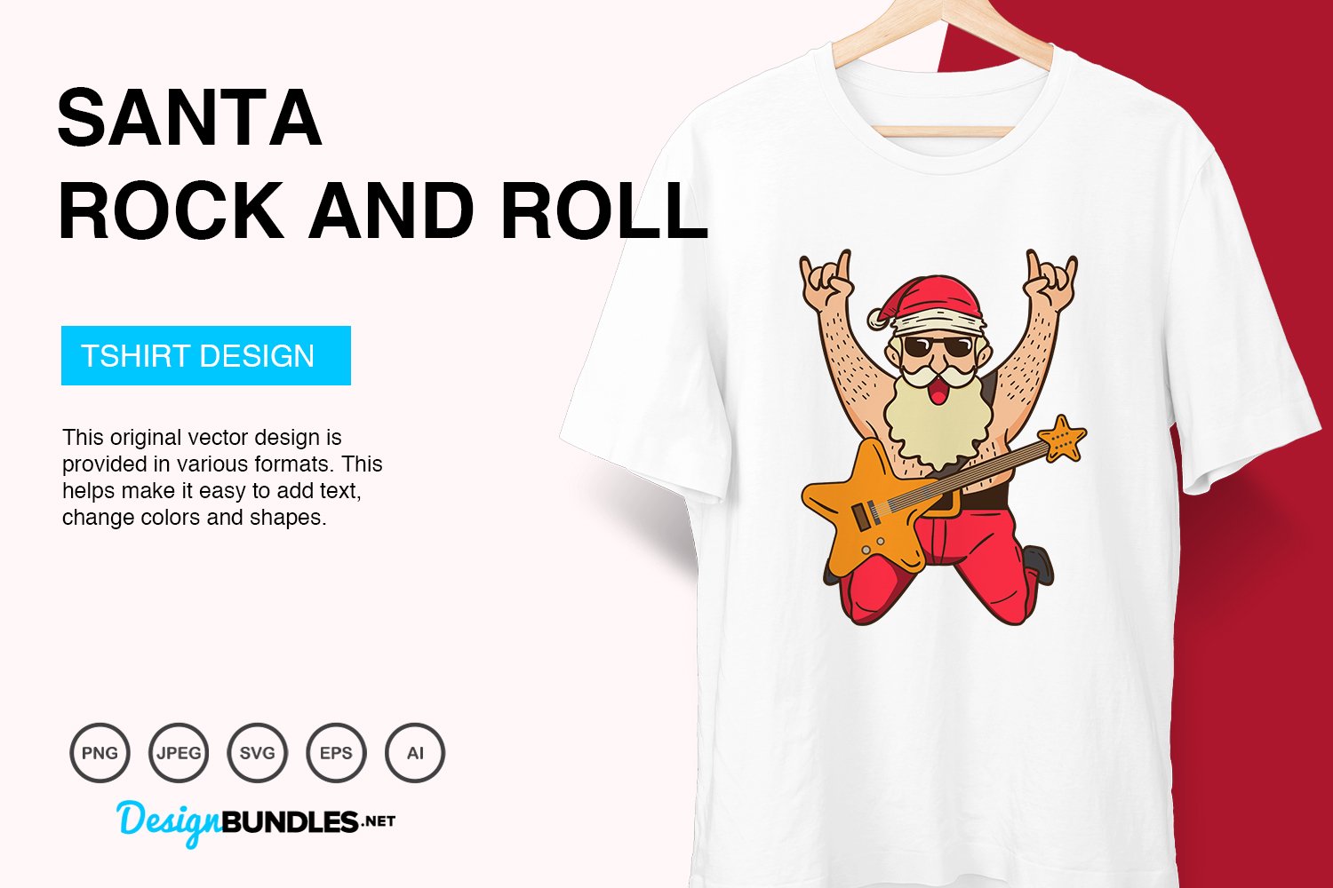 Santa Rock and Roll Jumping Vector Illustration