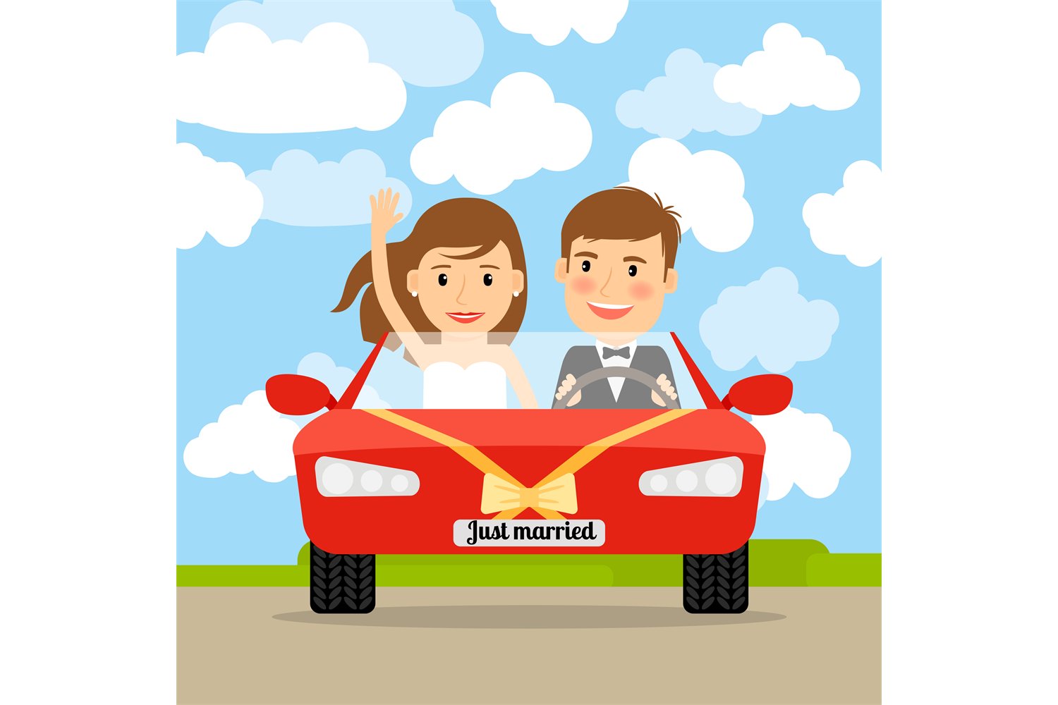 Just Married In Red Car 830999 Illustrations Design Bundles just-married-in-red-car-830999-illustrations-design-bundles