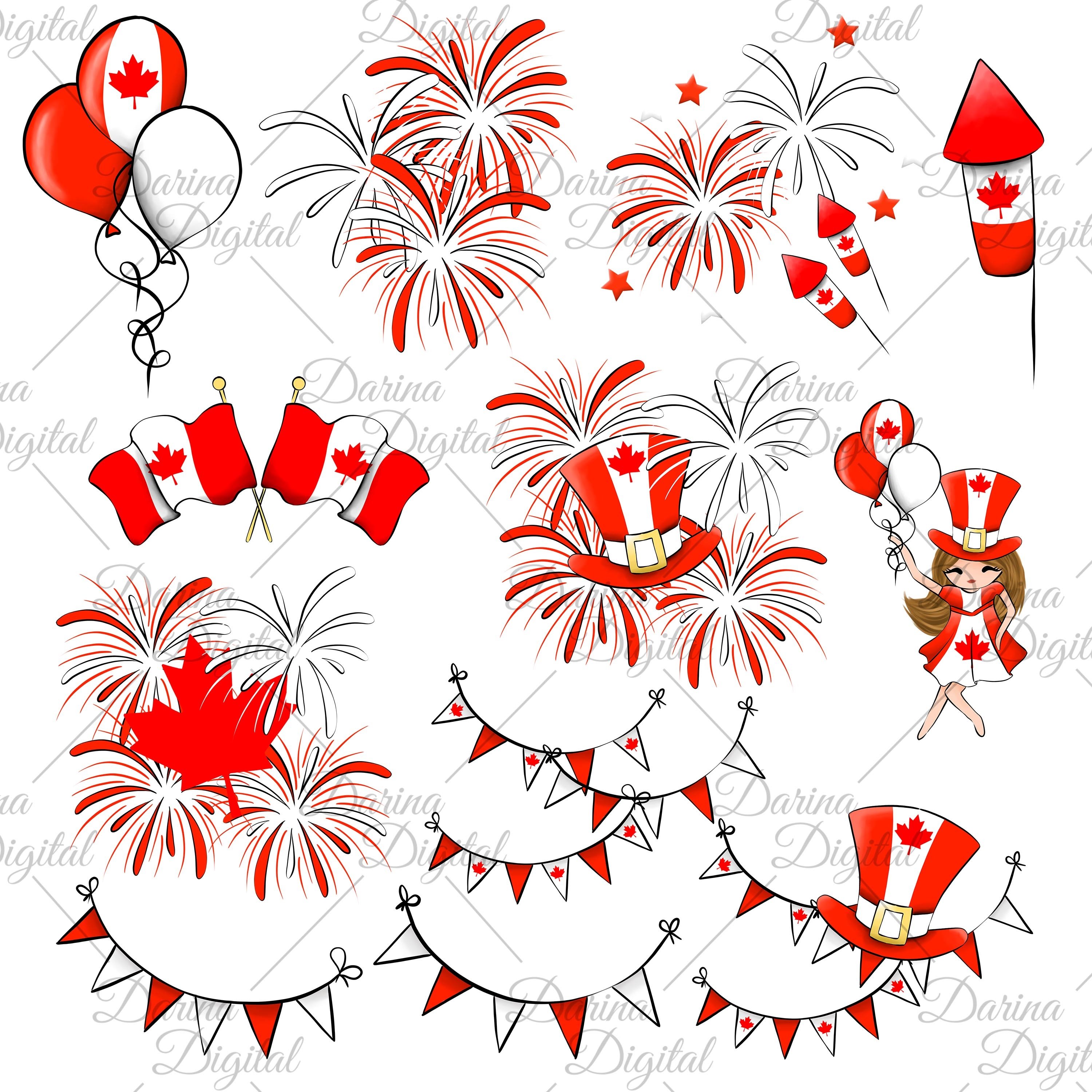Canada day clipart (672031) | Illustrations | Design Bundles