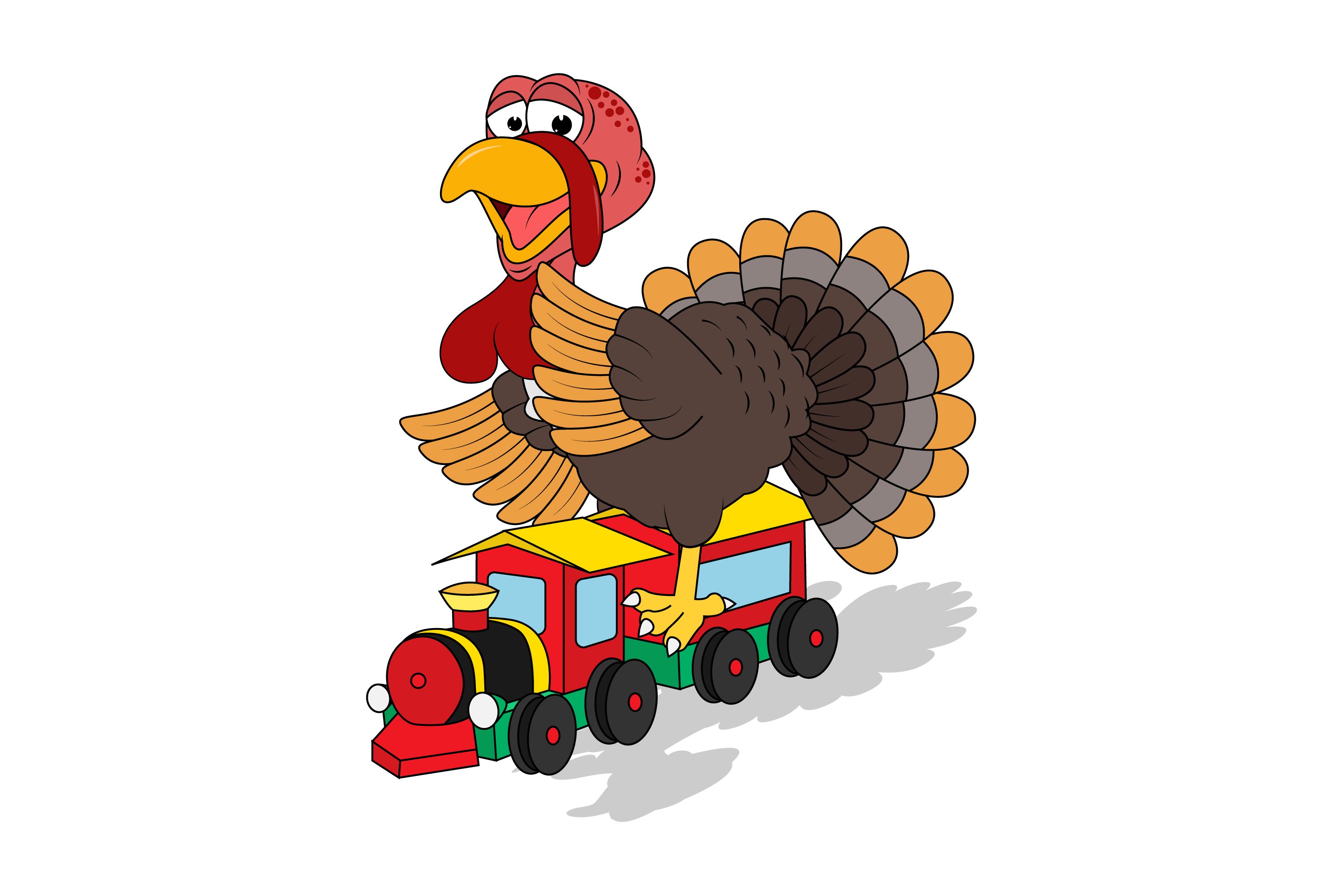 cute turkey bird animal cartoon with train (1210327) | Illustrations ...