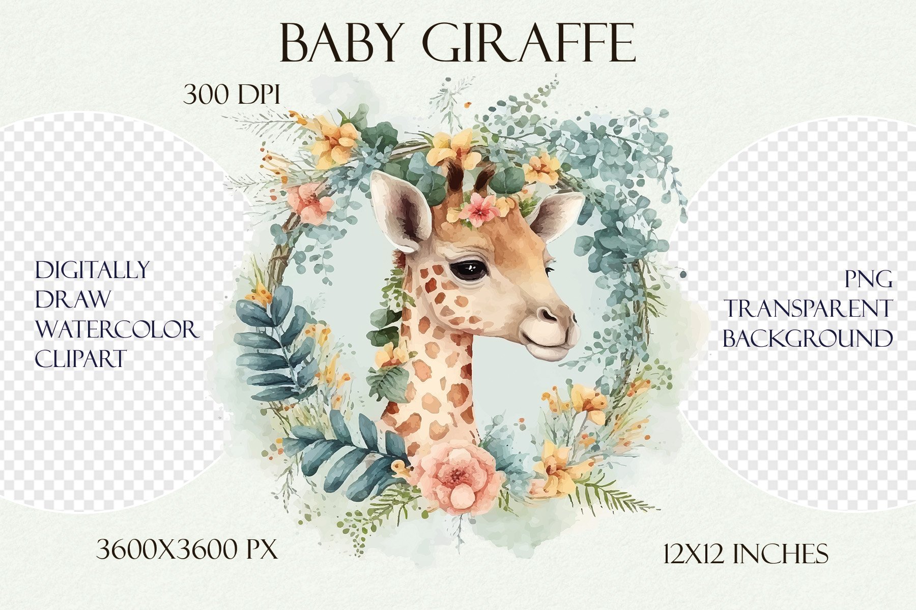 Watercolor Baby Giraffe