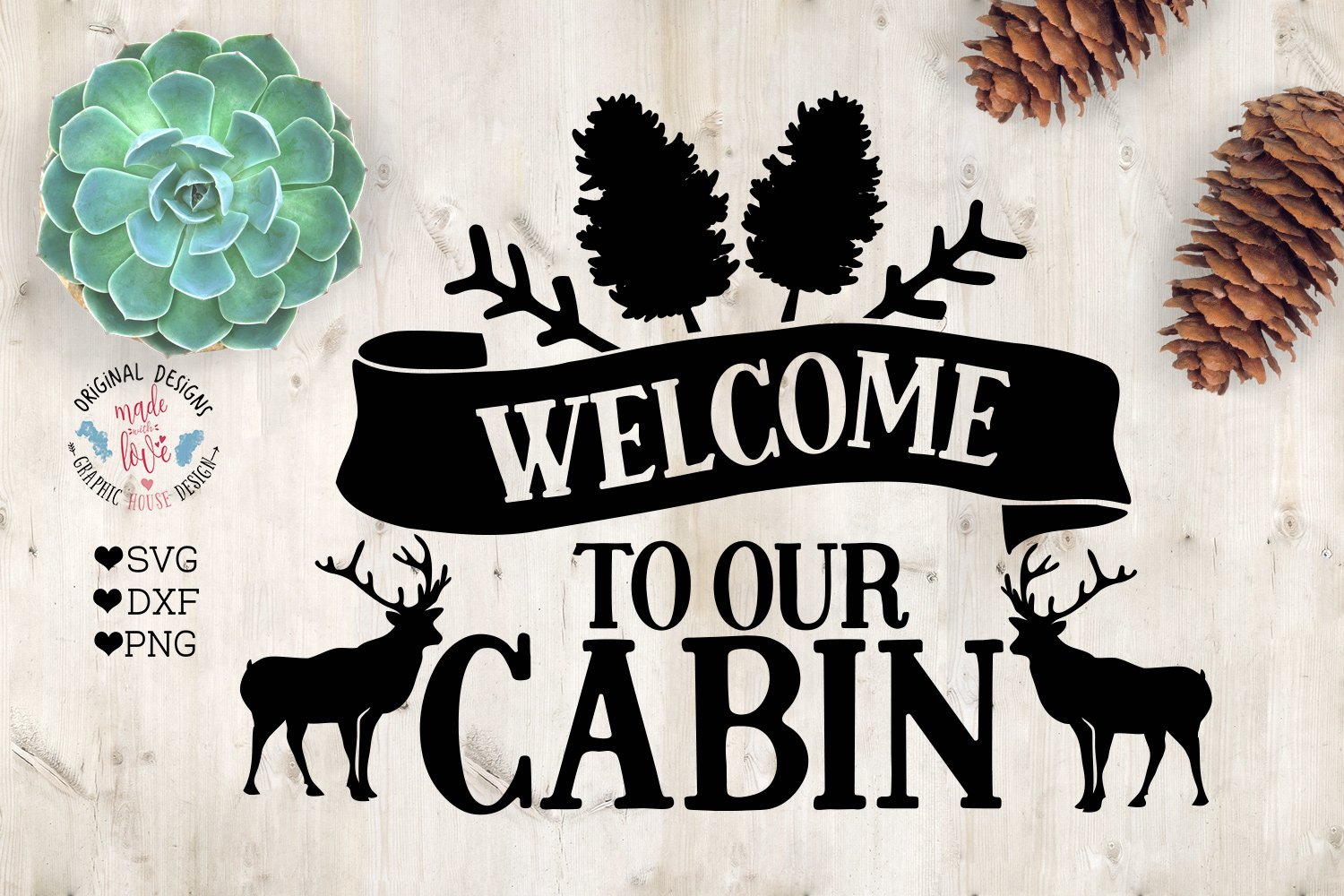 welcome to our cabin Cut File in SVG DXF PNG (133436) | SVGs | Design ...