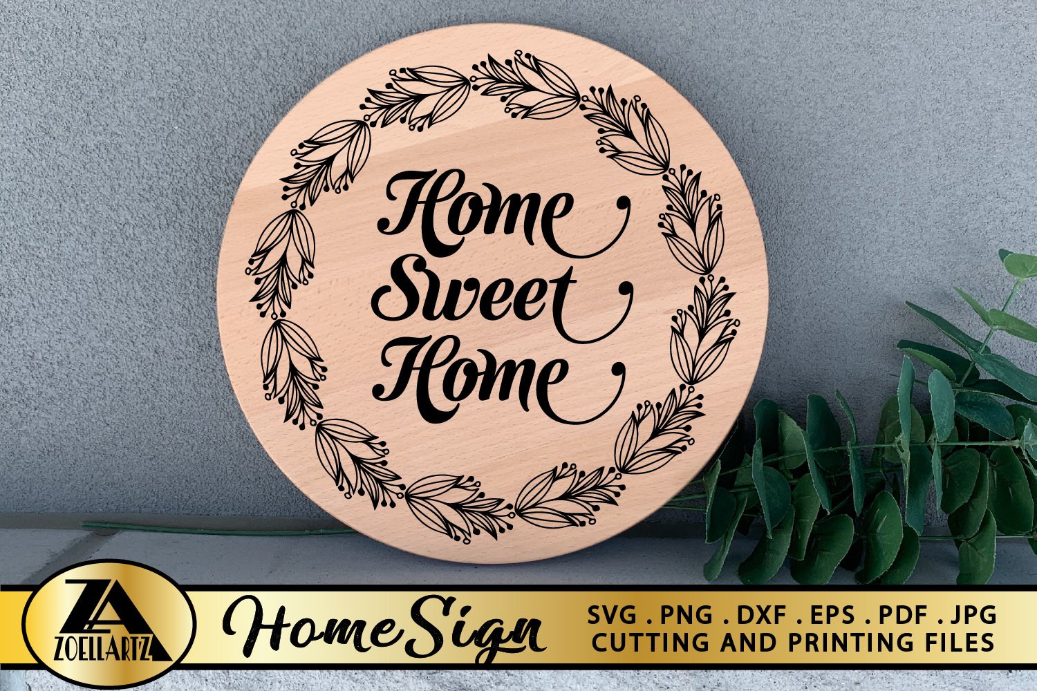 Home Sign SVG Home Round Sign SVG Farmhouse Wreath SVG (1105489 ...