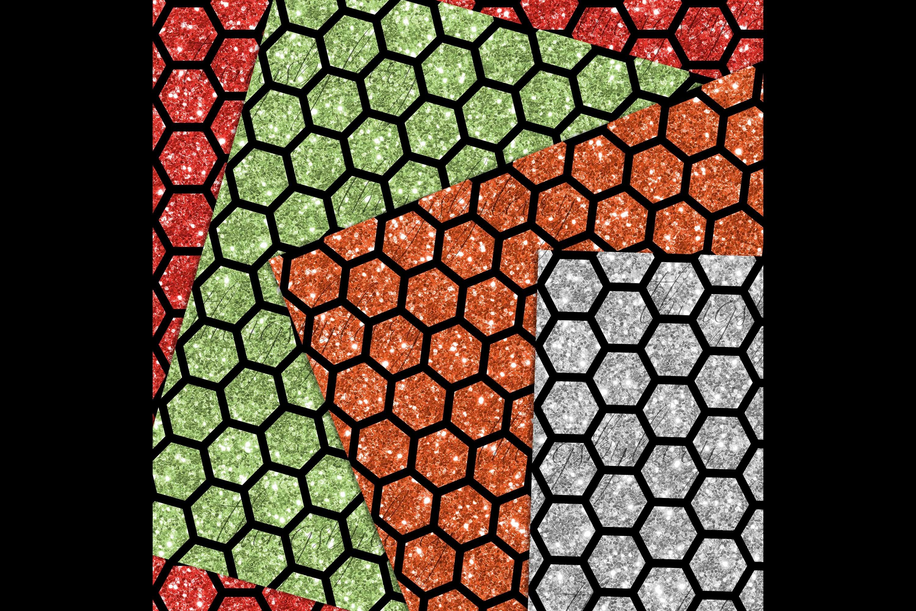 100 Seamless Glitter and Black Honeycomb Bee Digital Papers (453728 ...