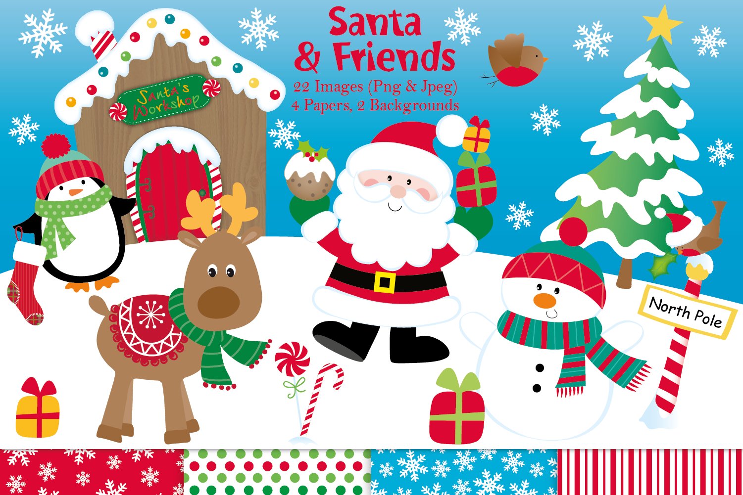 Santa North Pole Clipart