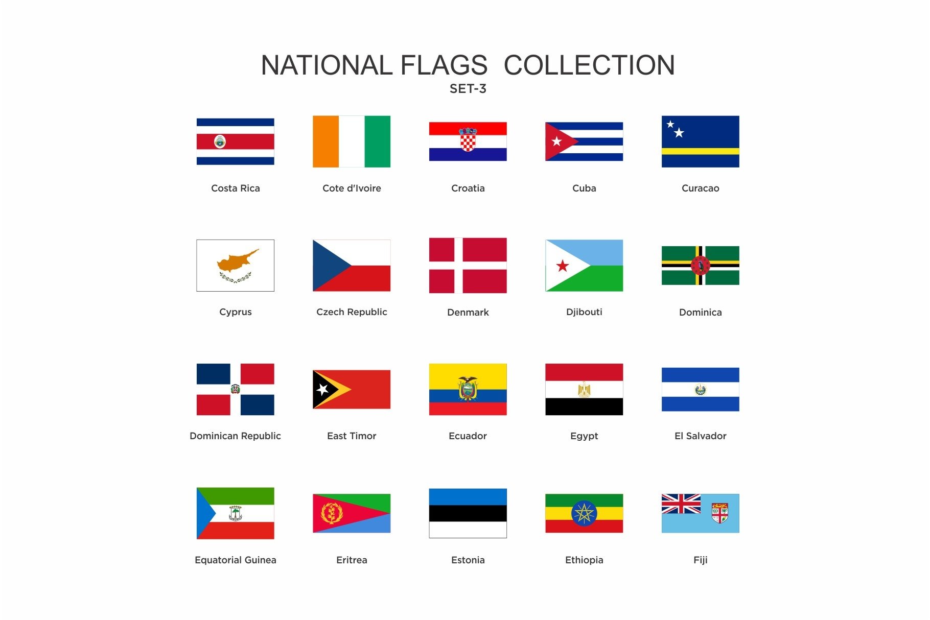 National Flags Set Vol-3 (1104026) | Illustrations | Design Bundles